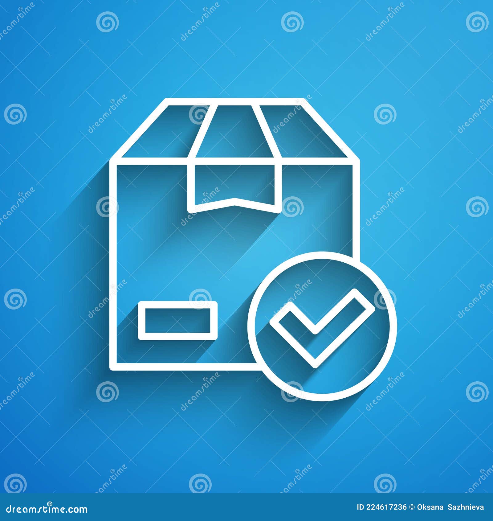 Parcel Box With Checkmark Sign Vector Icon, Line Art Outline Parcel ...