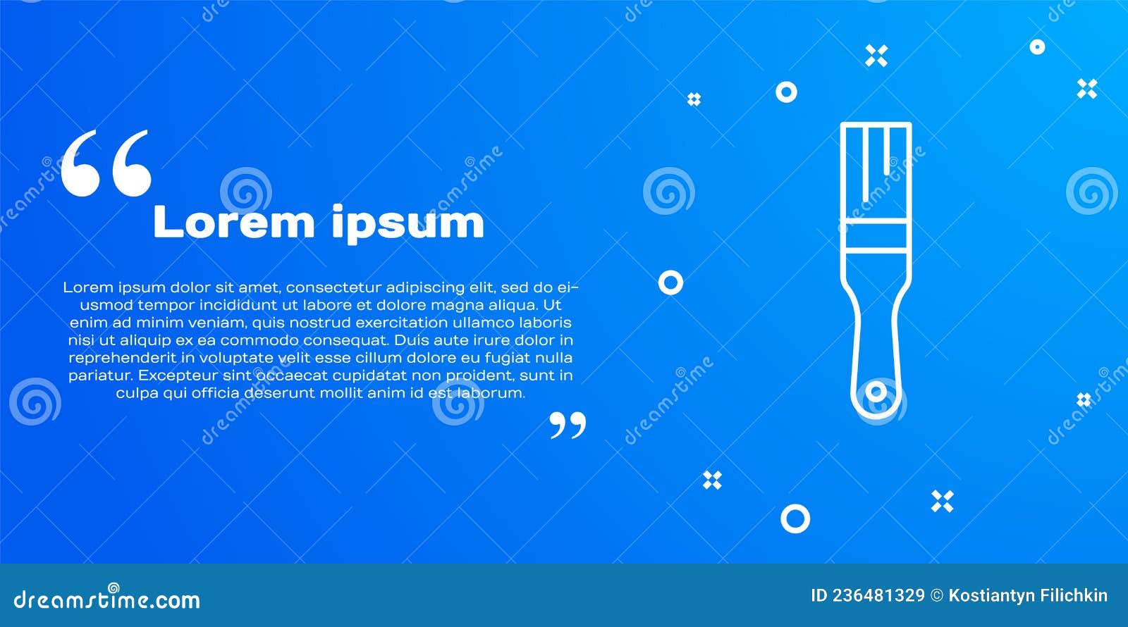 White Line Paint Brush Icon Isolated on Blue Background. Vector Stock ...