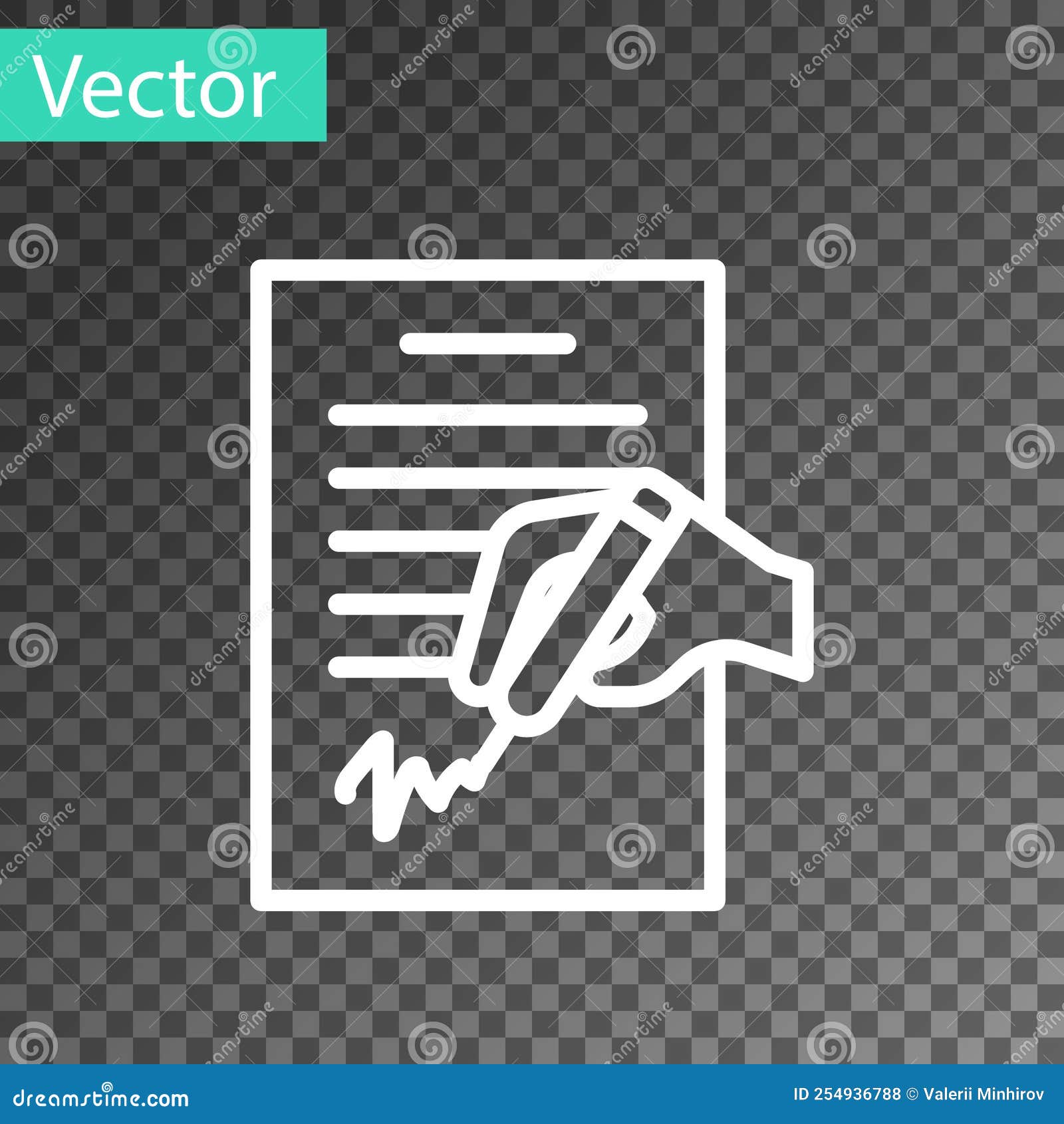 White Line Petition Icon Isolated on Transparent Background. Vector ...