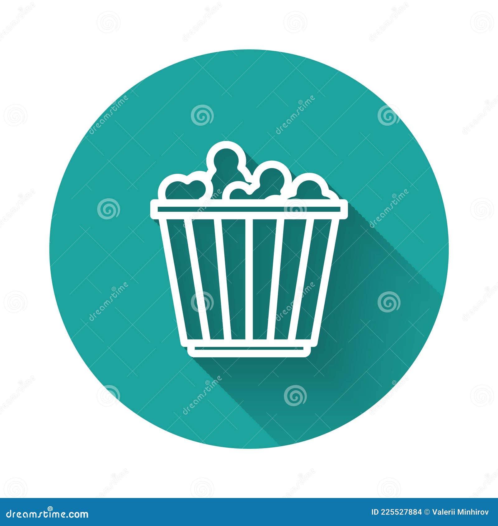 White Line Popcorn in Cardboard Box Icon Isolated with Long Shadow ...