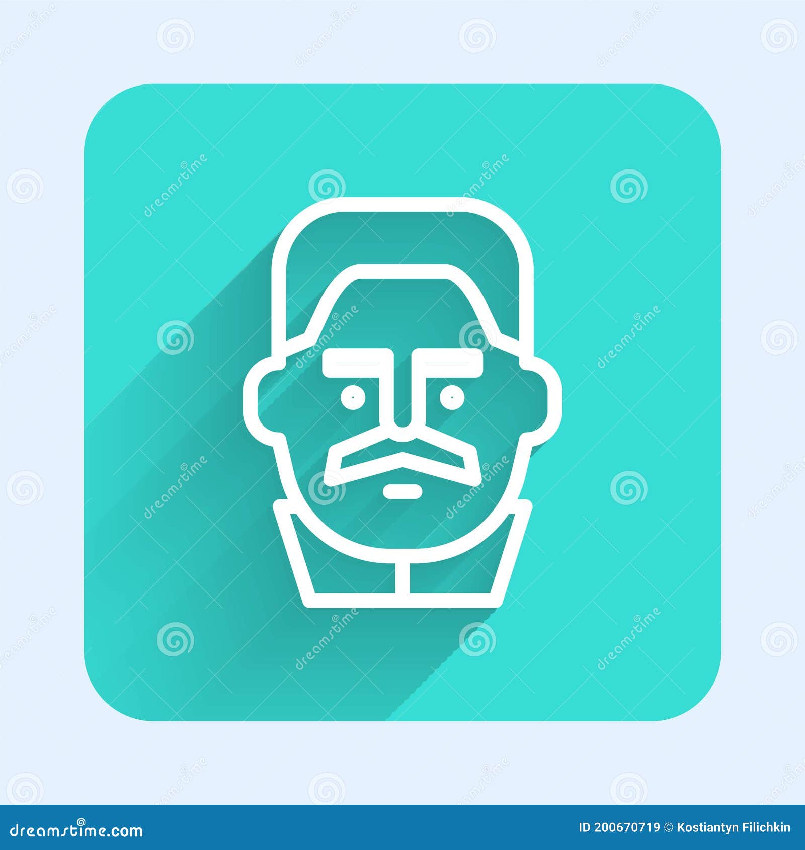 White Line Portrait of Joseph Stalin Icon Isolated with Long Shadow ...