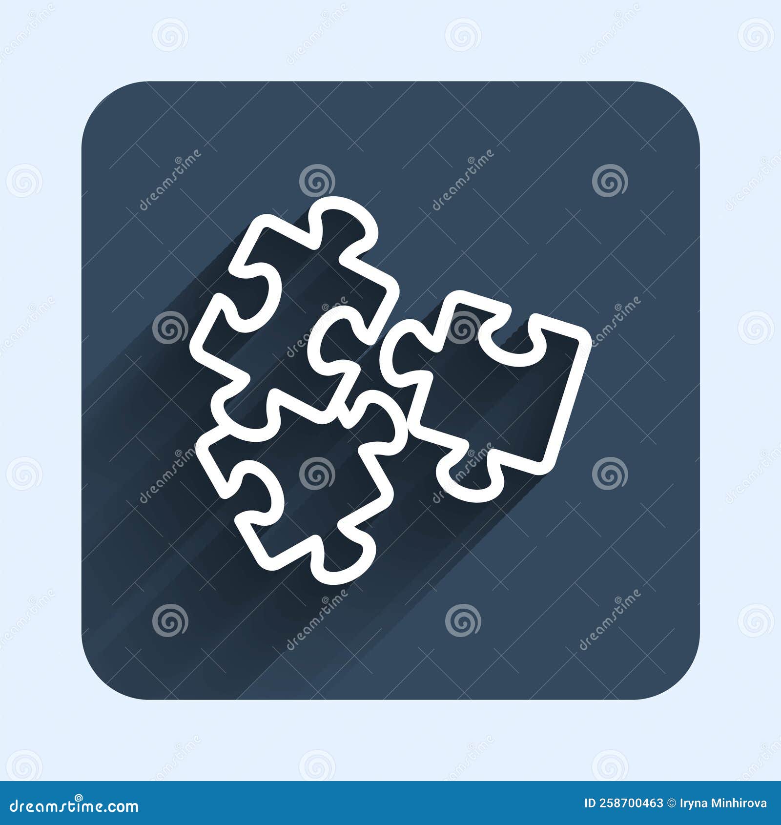 White Line Puzzle Pieces Toy Icon Isolated with Long Shadow Background ...