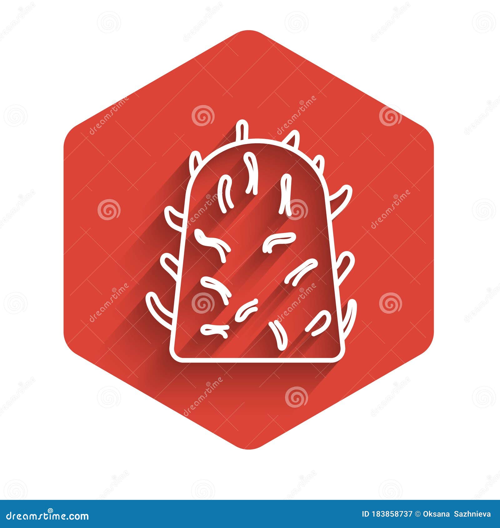 White Line Rabies Virus Disease Microorganisms Icon Isolated with Long ...