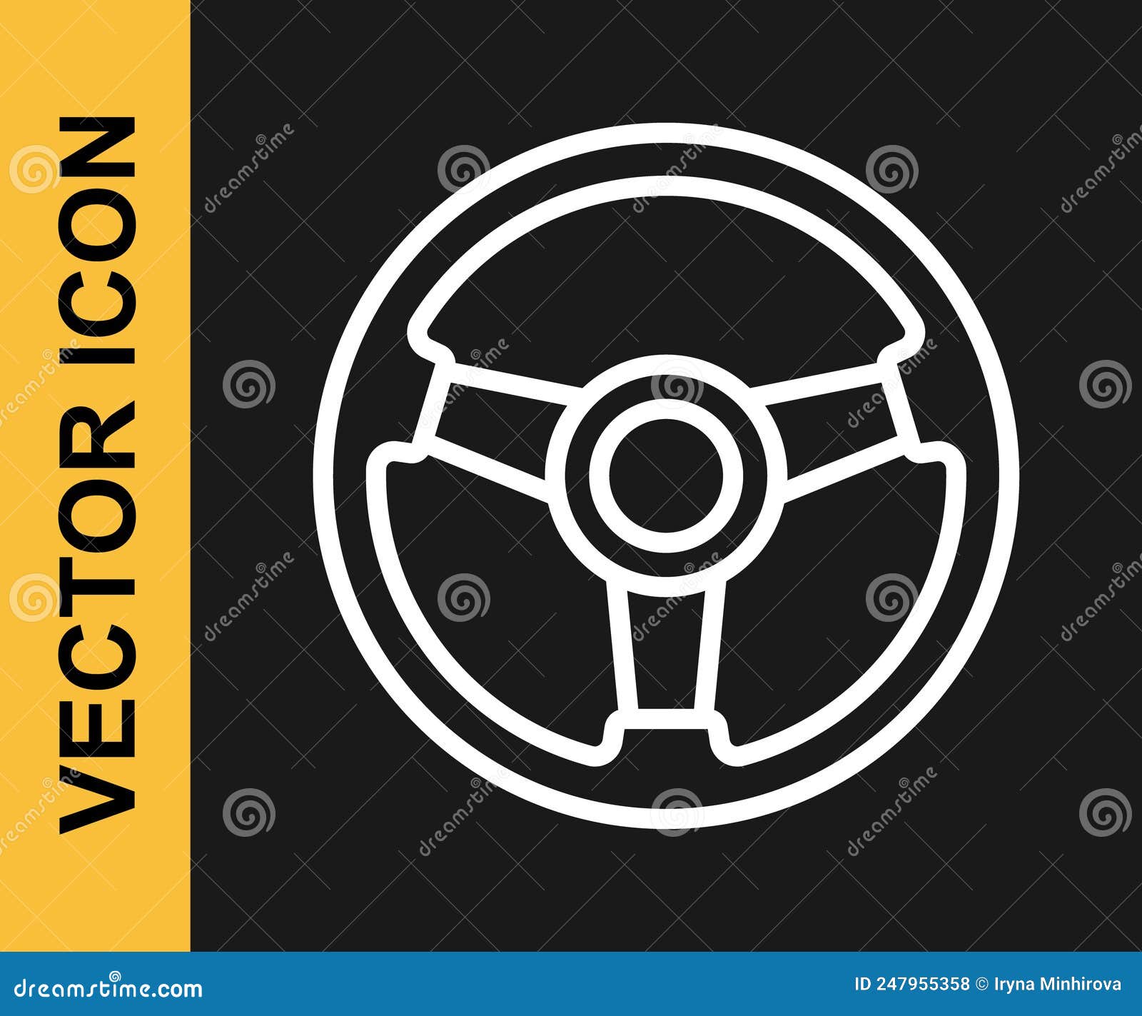 White Line Racing Simulator Cockpit Icon Isolated on Black Background ...