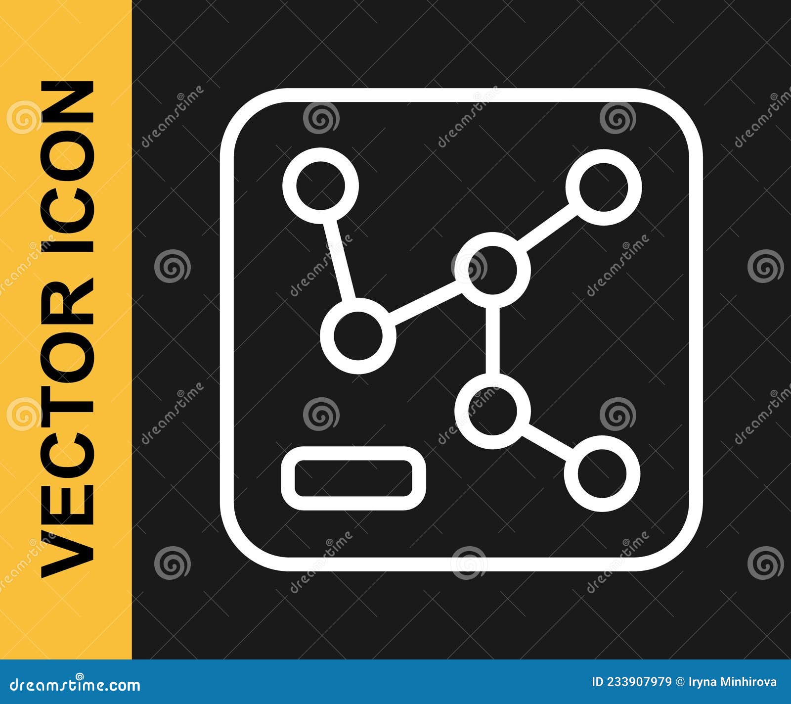 White Line Railway Map Icon Isolated on Black Background. Vector Stock ...