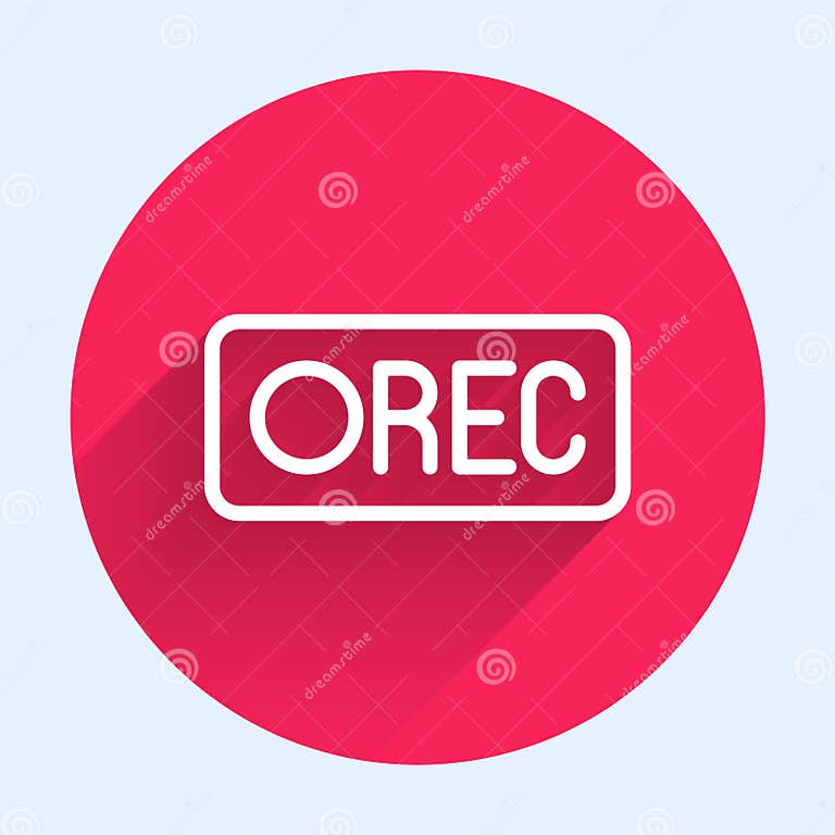 White Line Record Button Icon Isolated with Long Shadow. Rec Button ...