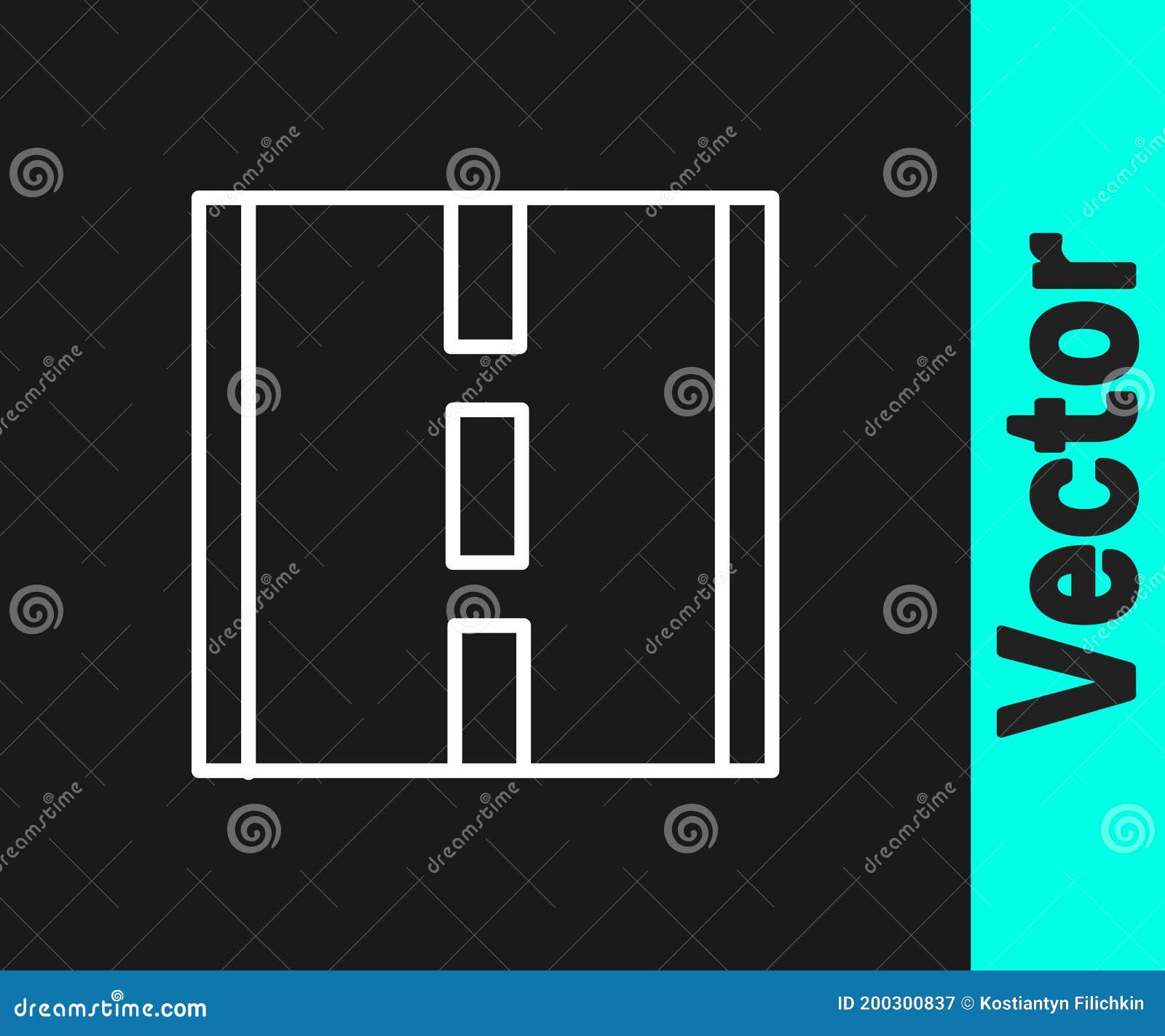 White Line Road Icon Isolated on Black Background. Vector Stock Vector ...