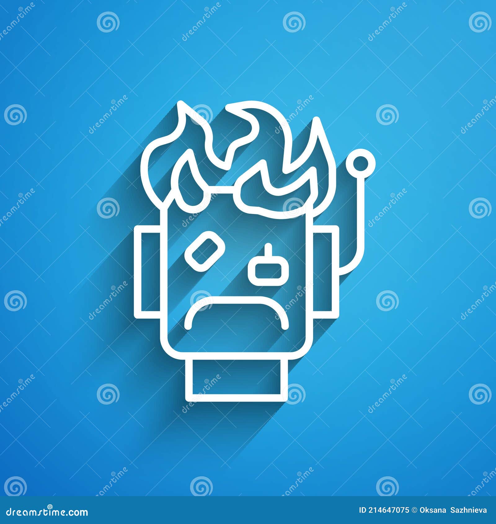 White Line Robot Burned Out Icon Isolated on Blue Background. Long ...