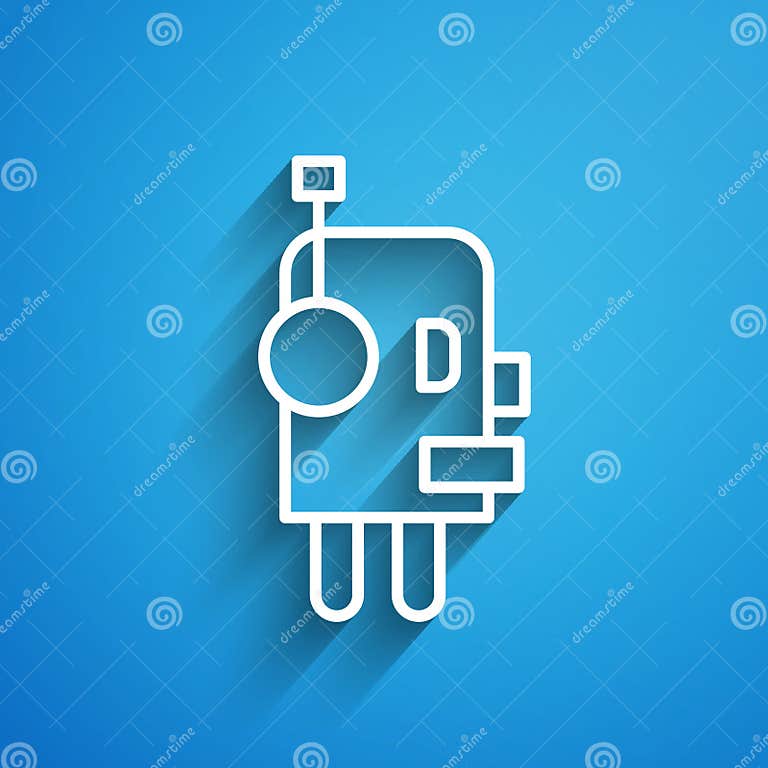 White Line Robot Icon Isolated on Blue Background. Artificial ...