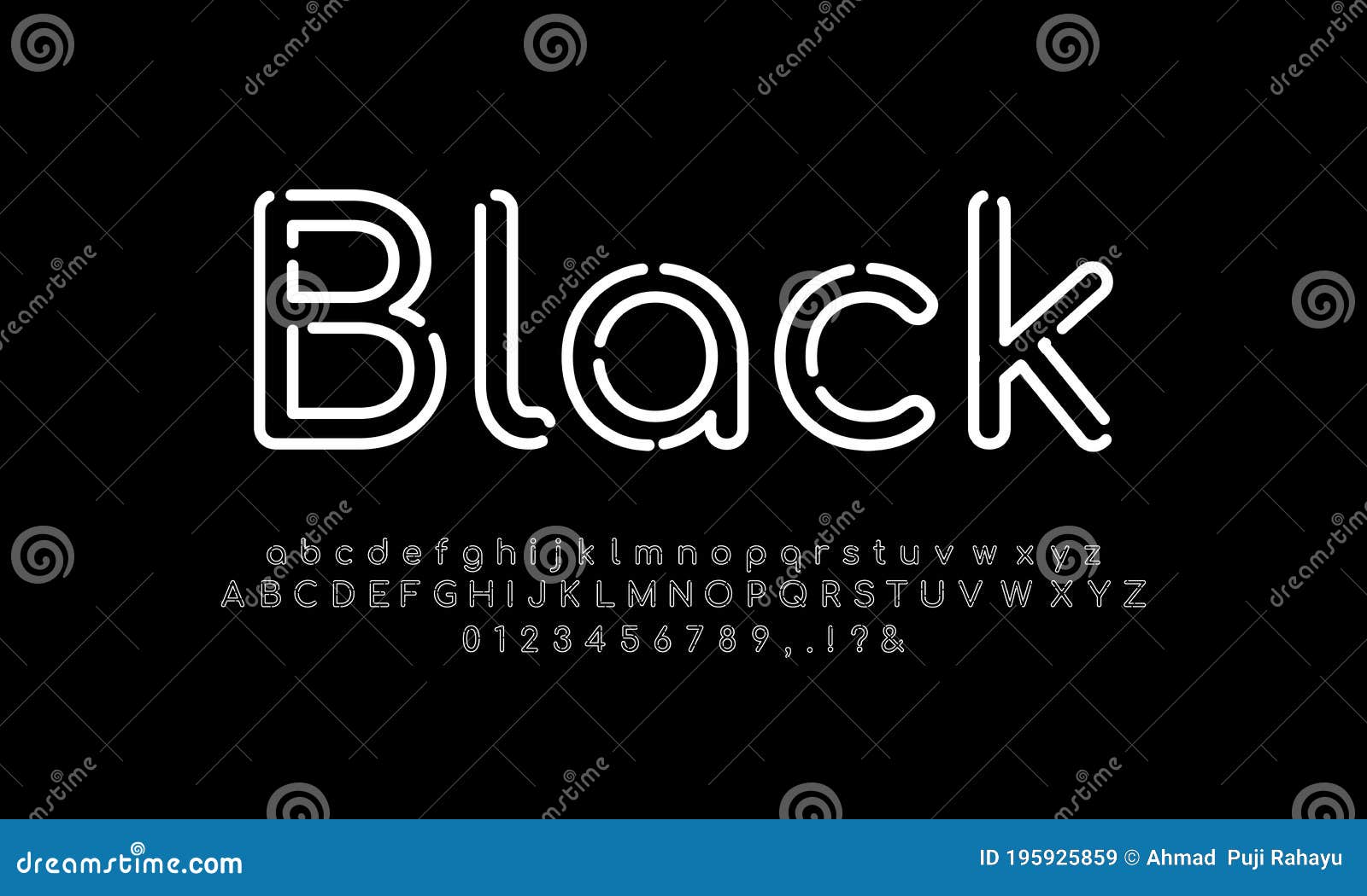 White Line Rounded Modern Alphabet or Letter Text Effect or Font Effect ...