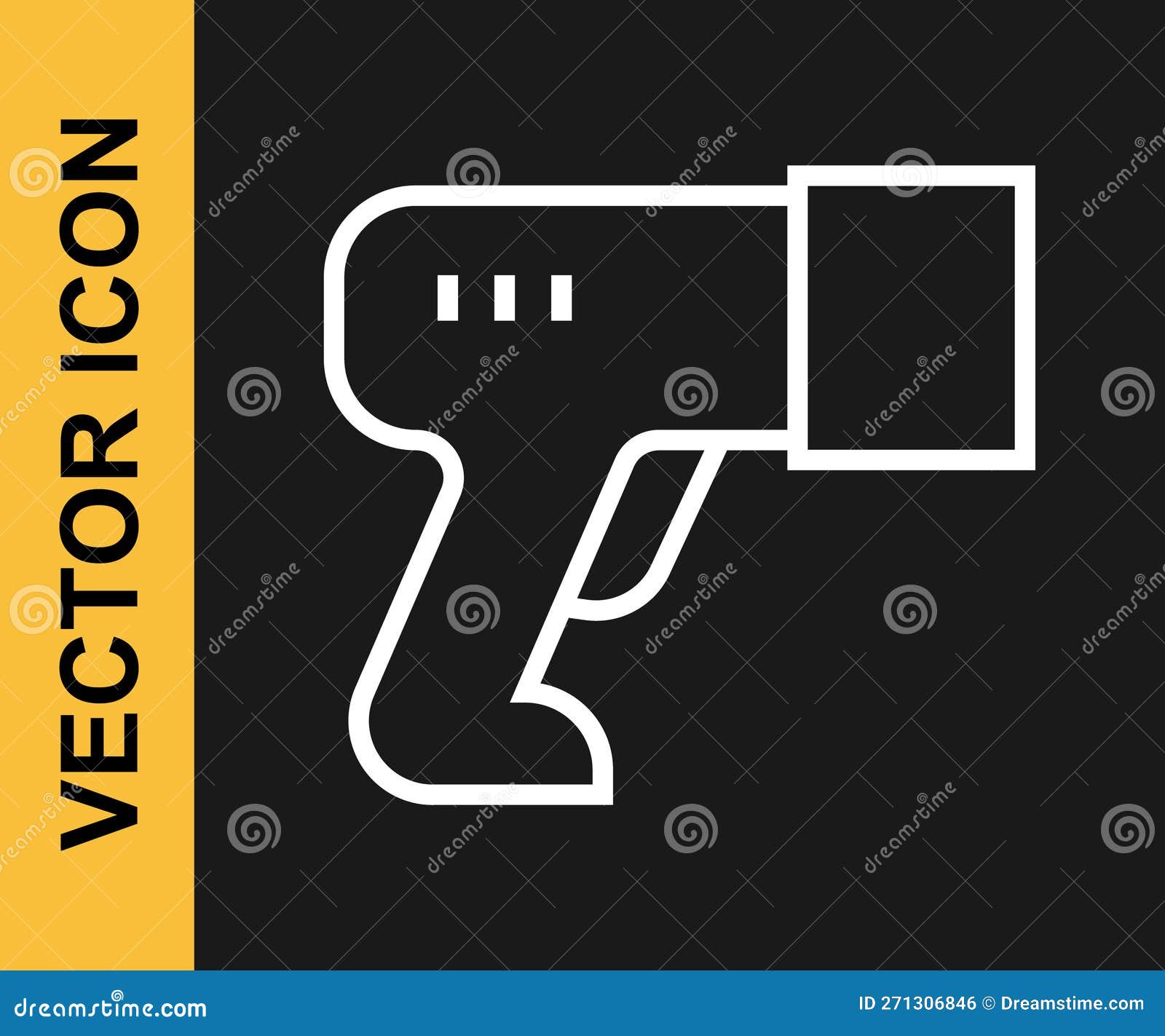 White Line Scanner Scanning Bar Code Icon Isolated On Black Background ...