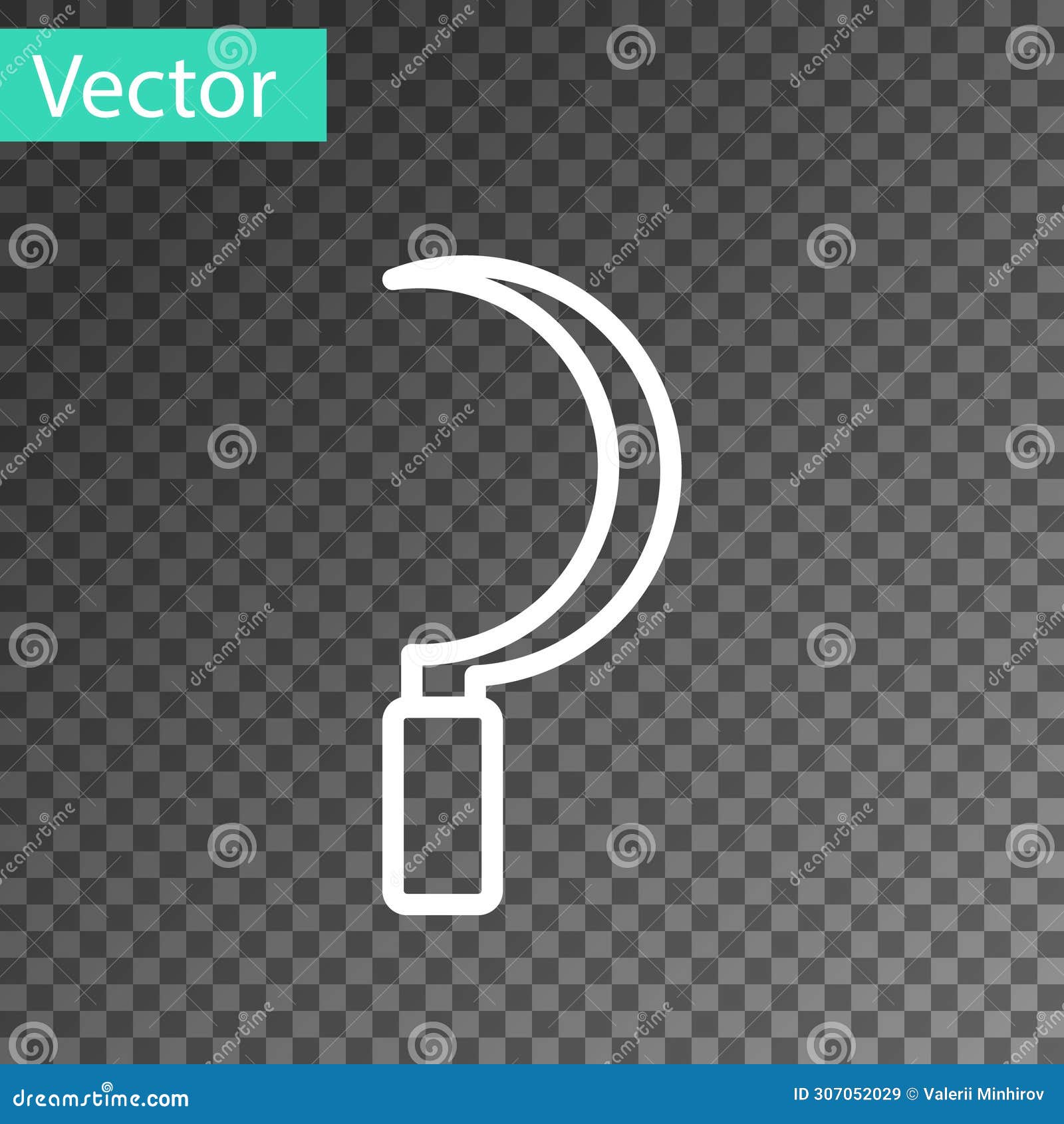 White Line Sickle Icon Isolated on Transparent Background. Reaping Hook ...