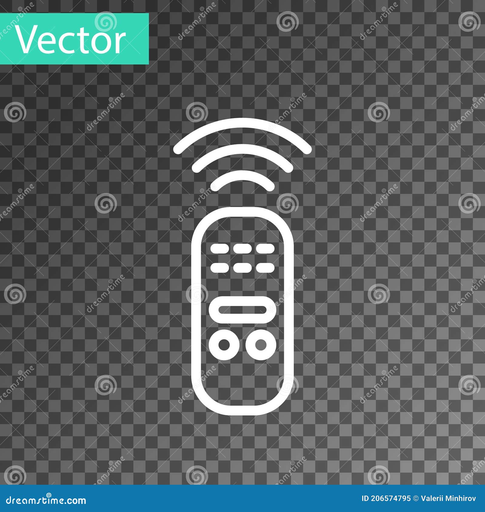 White Line Smart Remote Control System Icon Isolated on Transparent ...