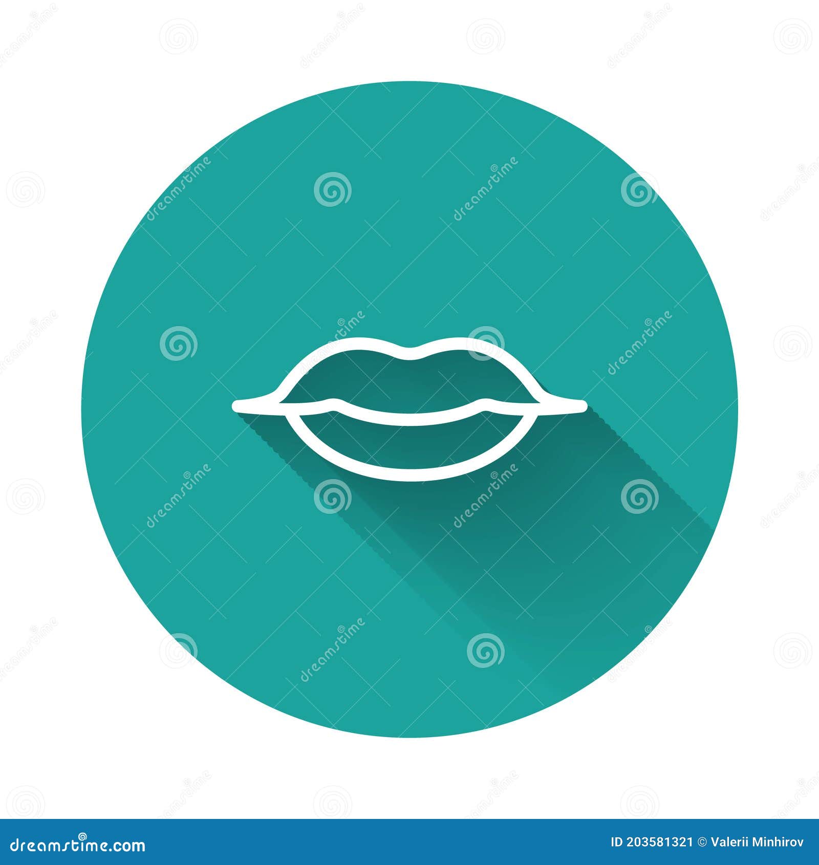 White Line Smiling Lips Icon Isolated with Long Shadow. Smile Symbol ...