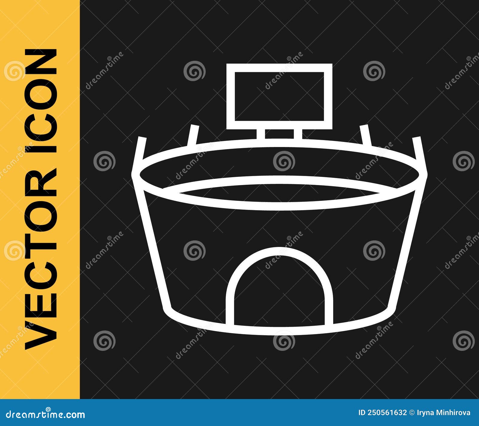 White Line Stadium Icon Isolated on Black Background. Arena Symbol ...
