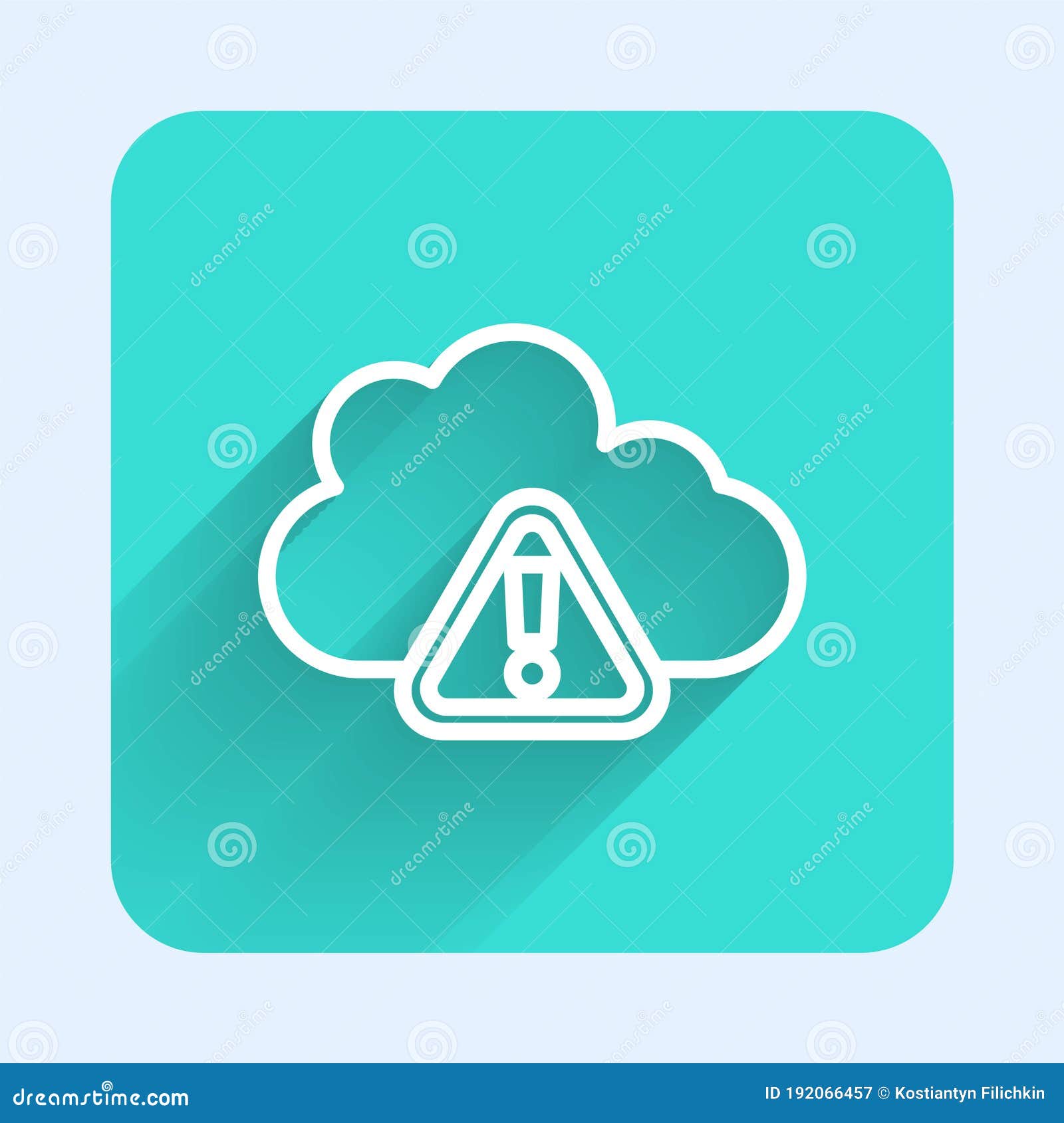 White Line Storm Warning Icon Isolated with Long Shadow. Exclamation ...