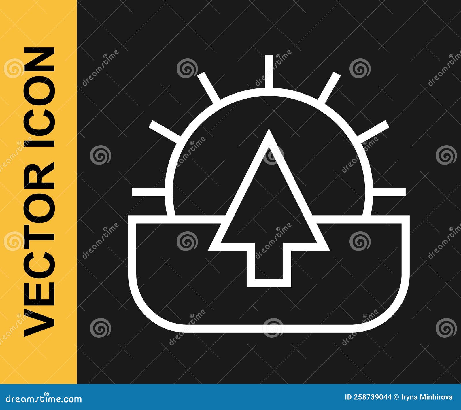 White Line Sunrise Icon Isolated on Black Background. Vector Stock ...