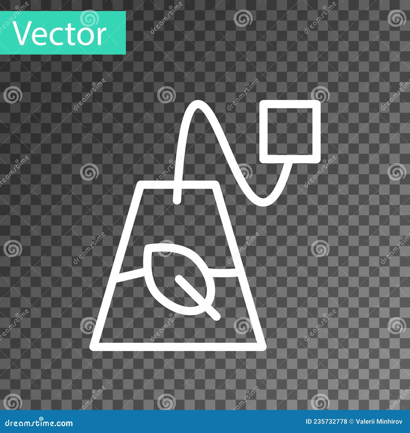 White Line Tea Bag Icon Isolated on Transparent Background. Vector ...