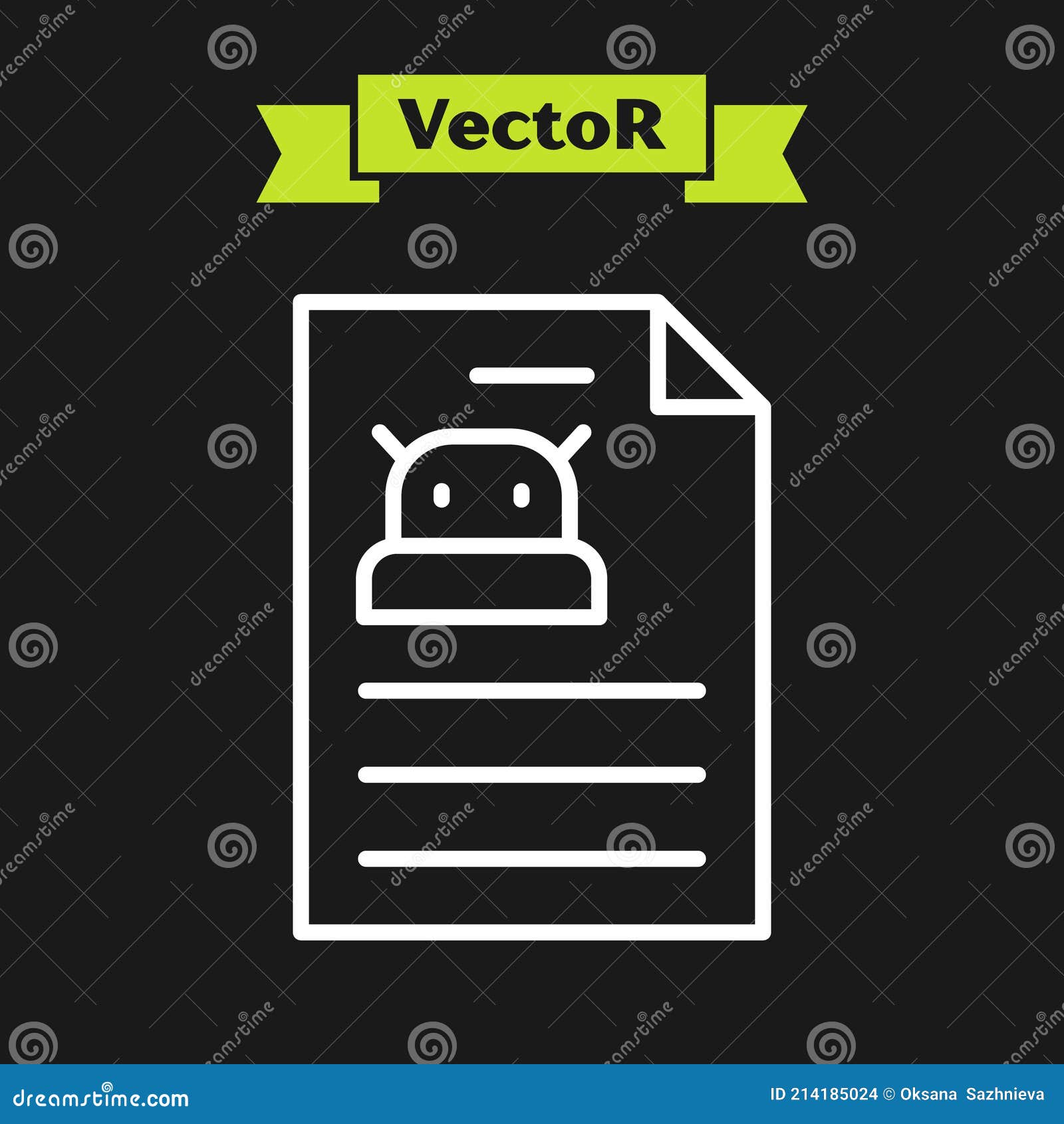 White Line Technical Specification Icon Isolated on Black Background ...