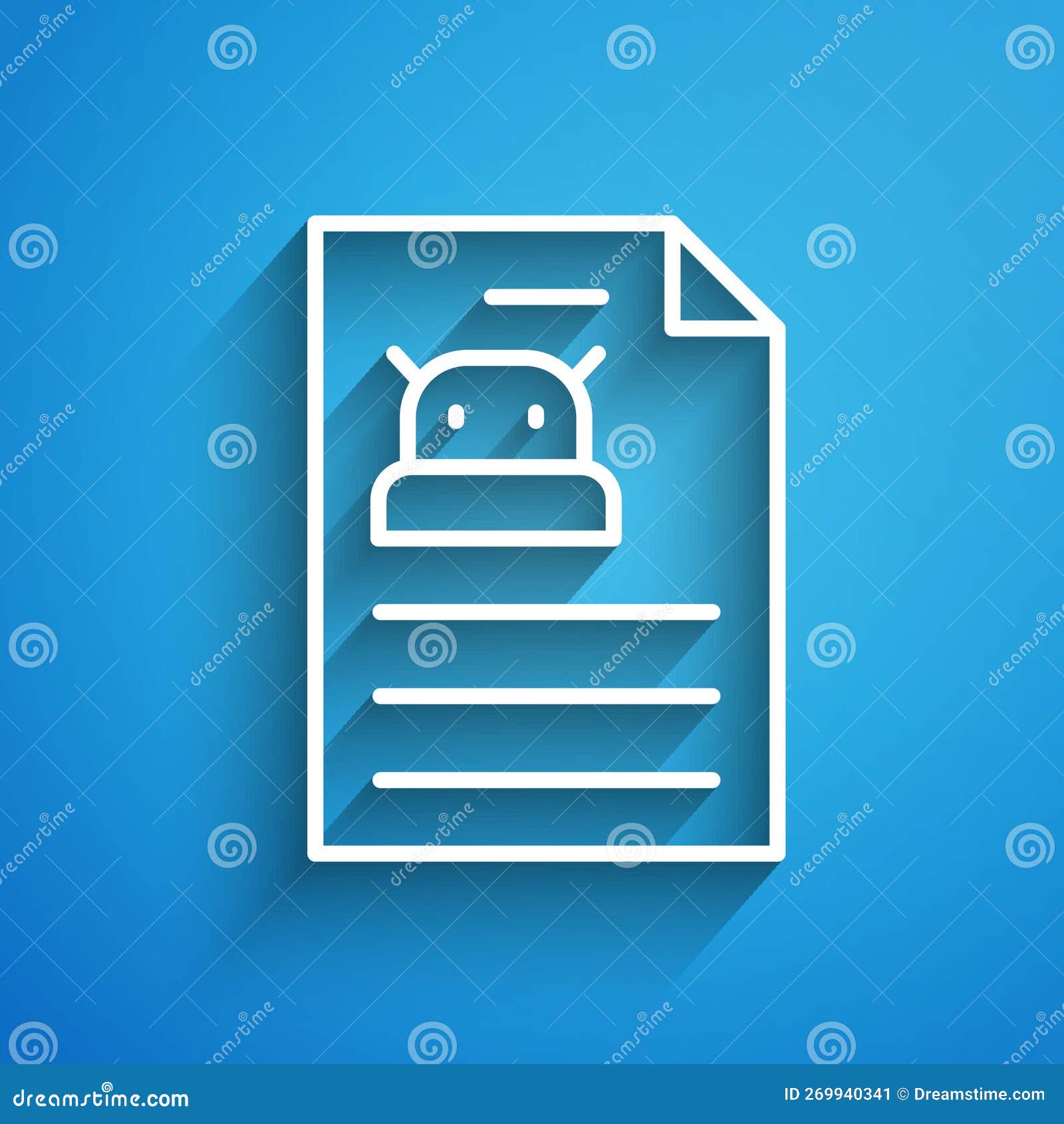 White Line Technical Specification Icon Isolated on Blue Background ...