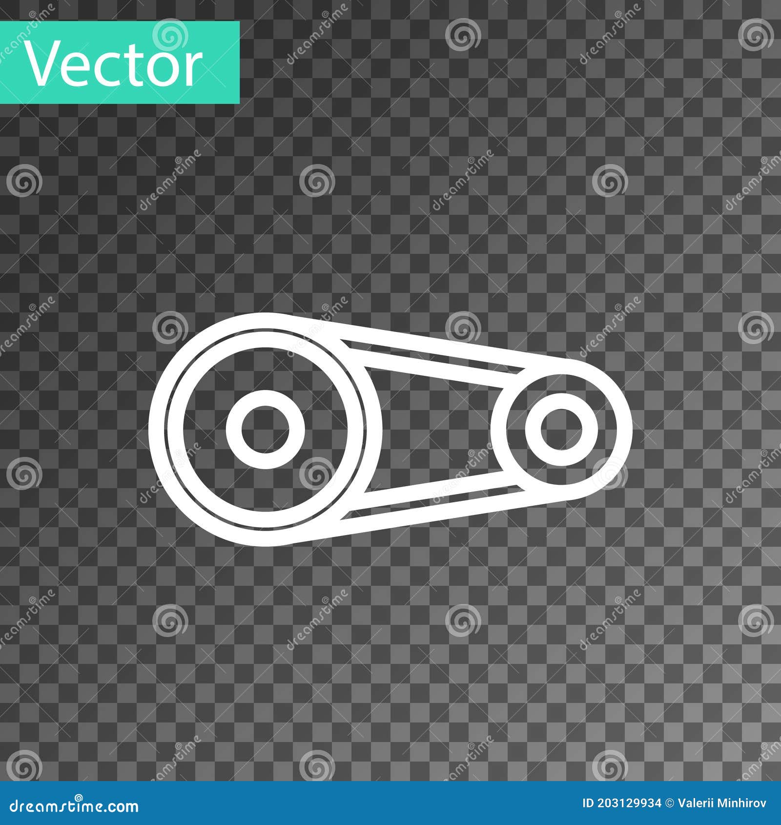 White Line Timing Belt Kit Icon Isolated on Transparent Background ...