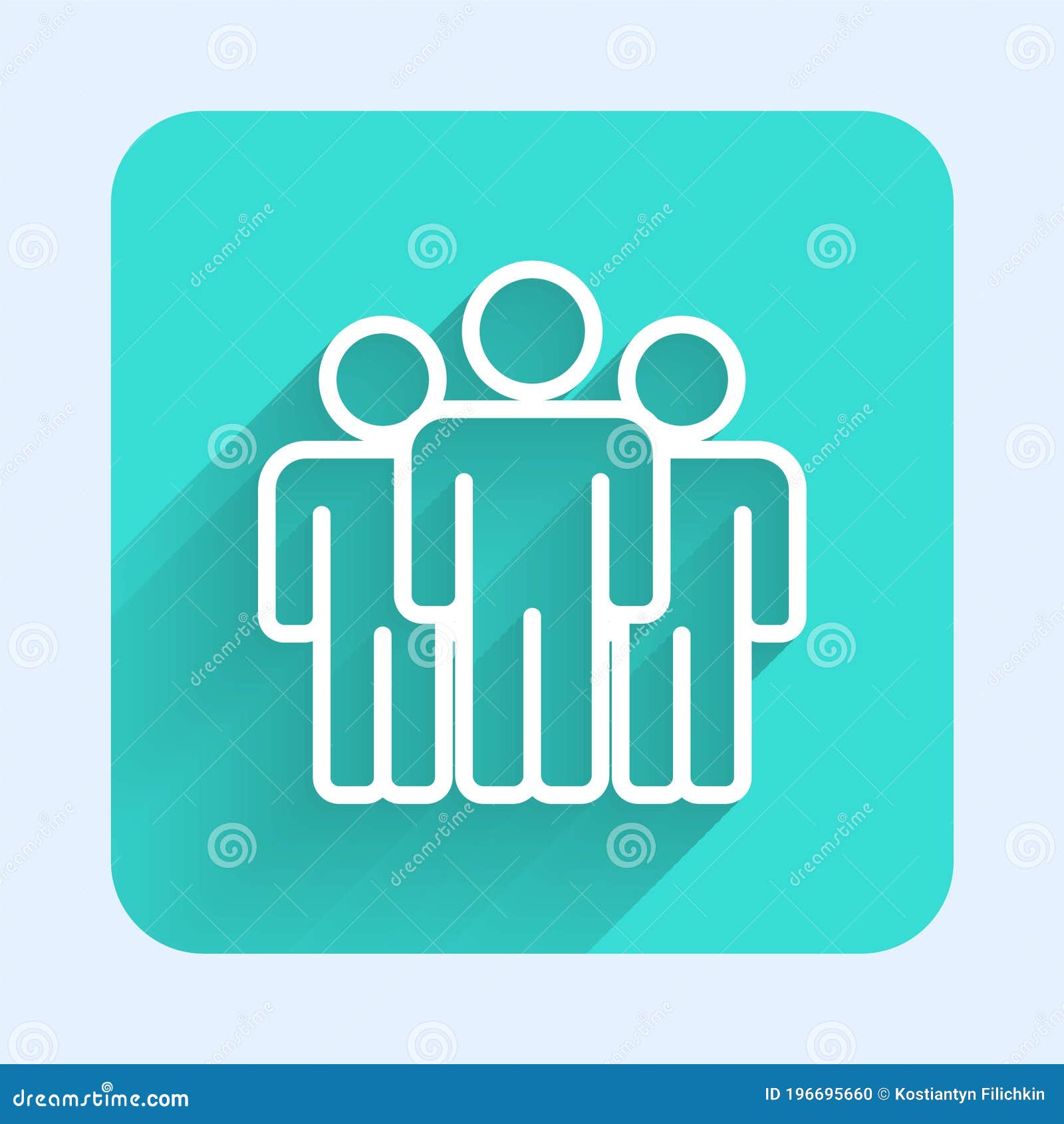 White Line Users Group Icon Isolated with Long Shadow. Group of People ...