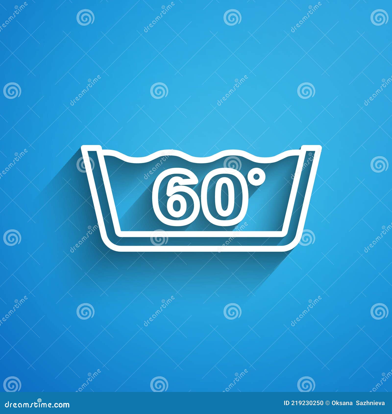 White Line Washing Under 60 Degrees Celsius Icon Isolated on Blue ...