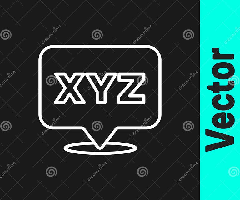 White Line XYZ Coordinate System Icon Isolated on Black Background. XYZ ...