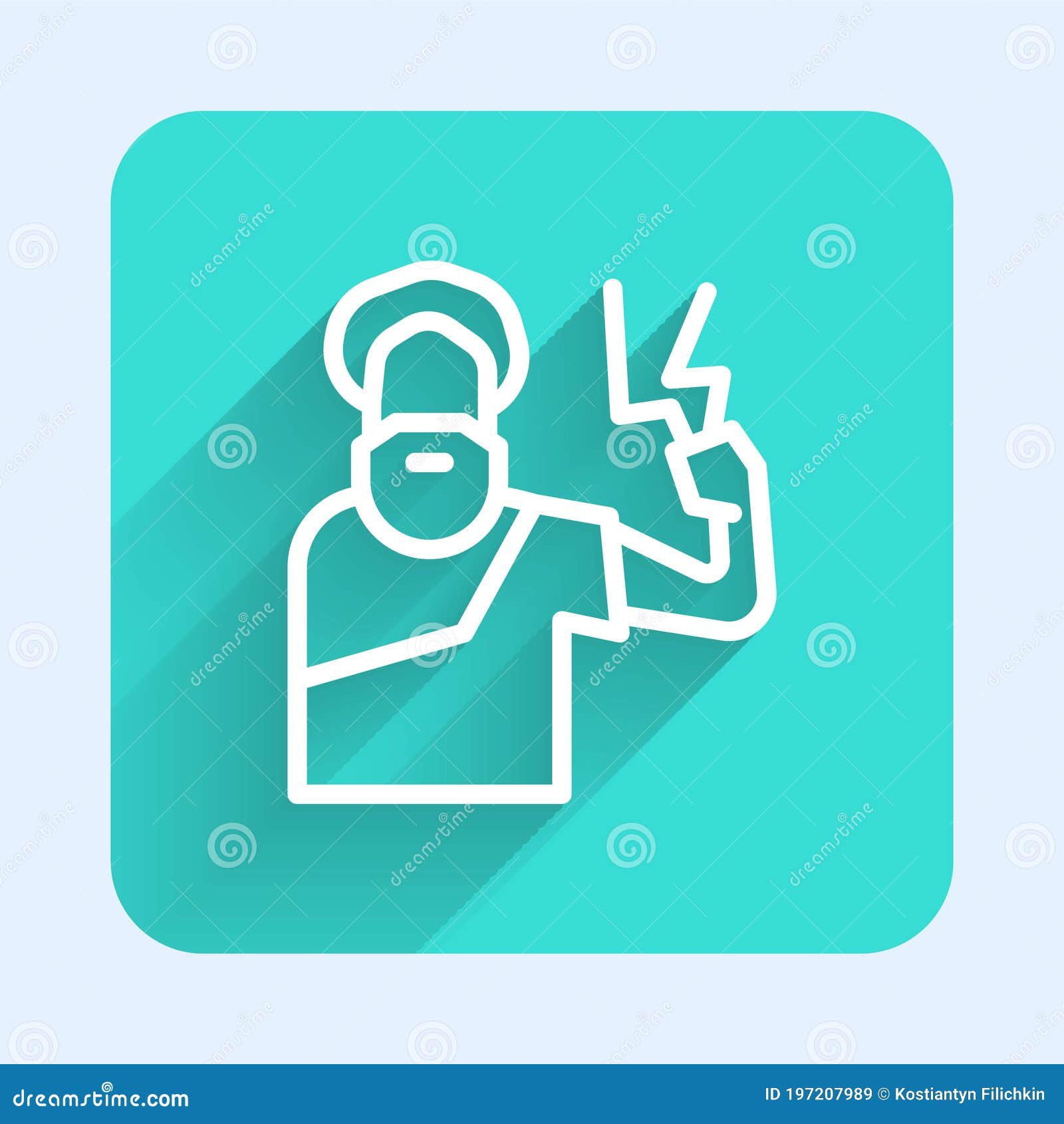 White Line Zeus Icon Isolated with Long Shadow. Greek God. God of ...