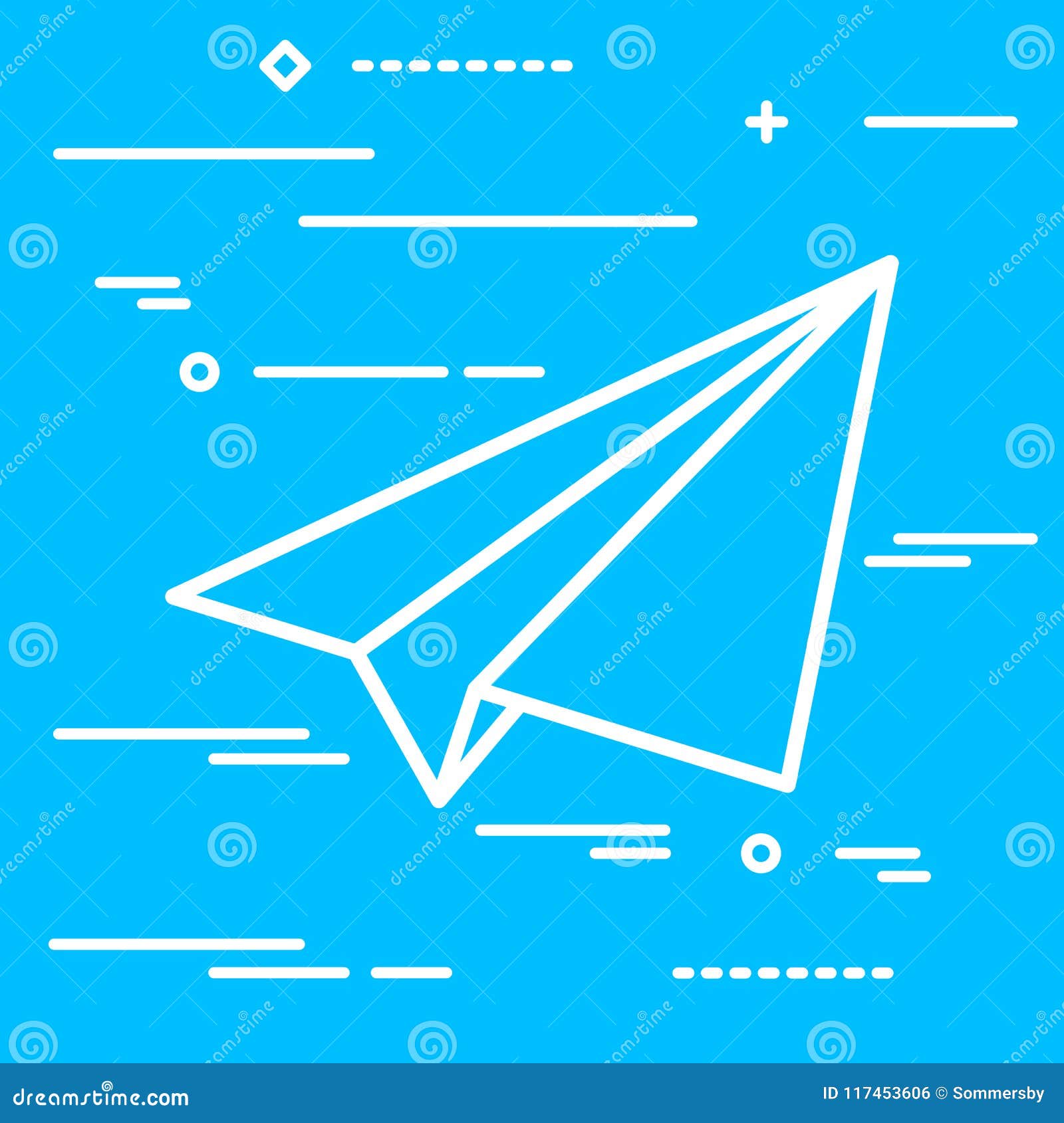 White Paper Plane Icon on Blue Background Stock Vector - Illustration ...