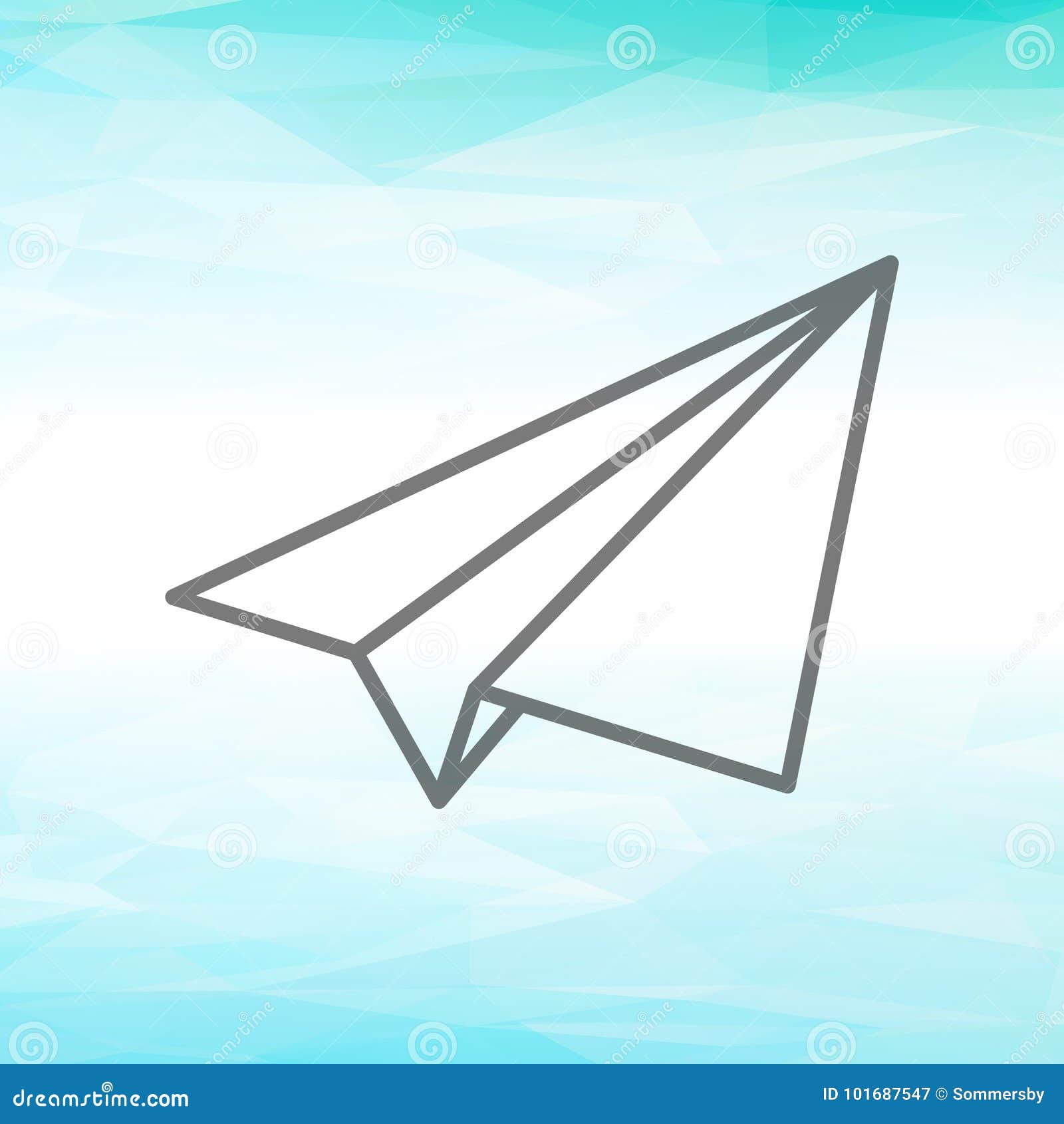 White Linear Paper Plane Icon on a Blue Triangular Polygonal Ba Stock ...