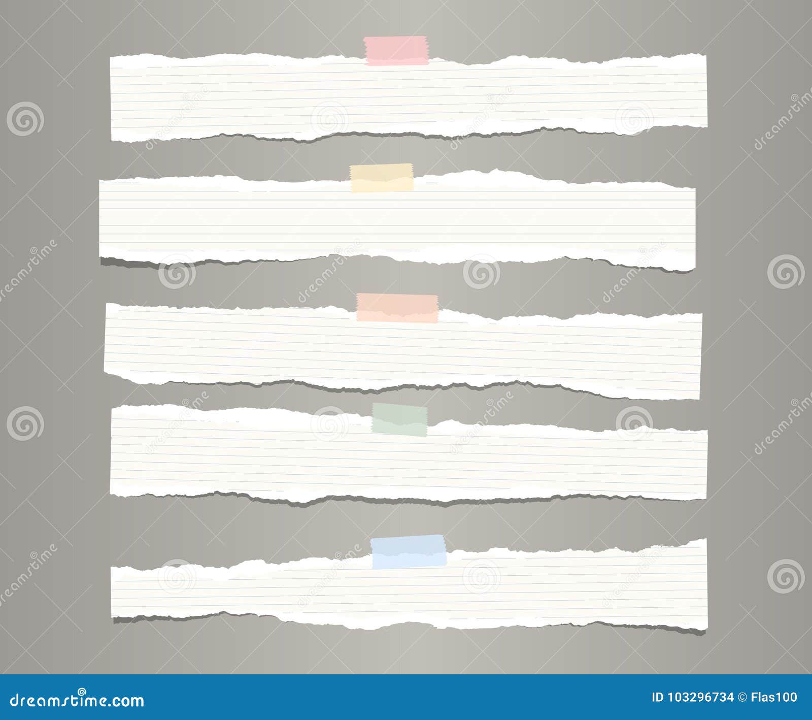 White Lined Horizontal Ripped Strips, Notebook, Note Paper for Text or ...