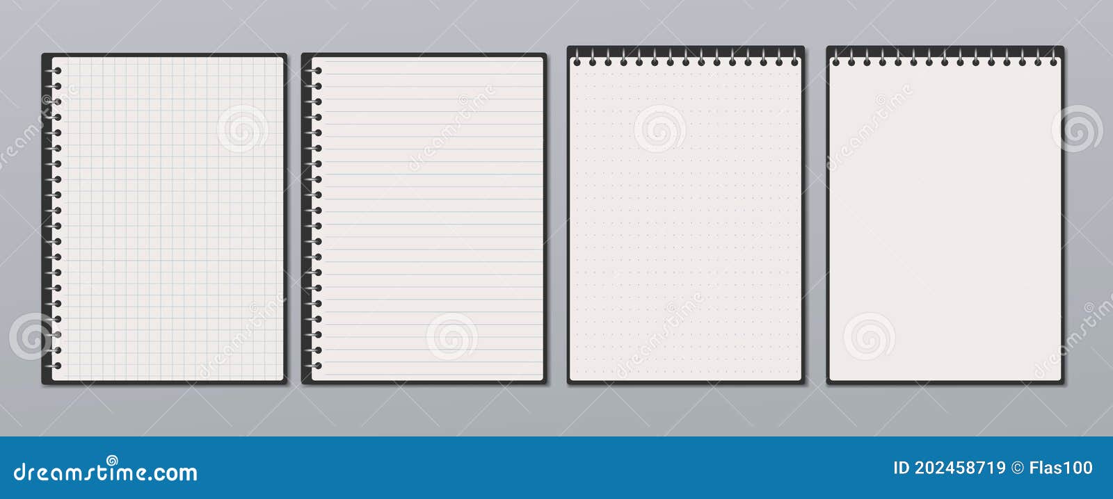 White Lined, Math Note, Notebook Paper are on Light Gray Background for ...