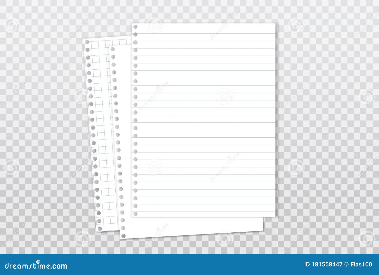 White, Lined Note, Notebook Paper with Soft Shadow are on Squared ...