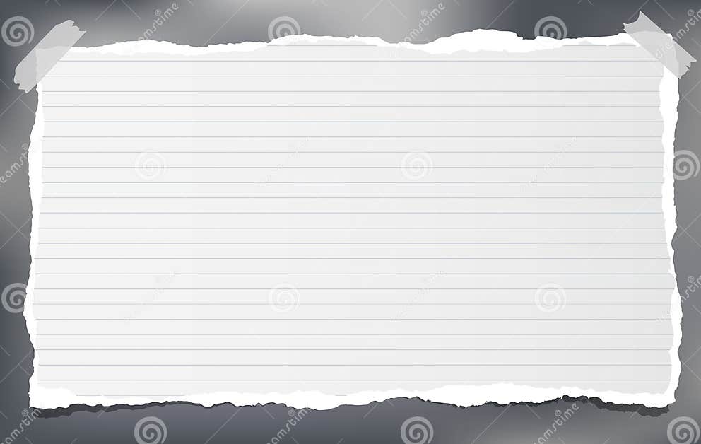White Lined Note, Notebook Paper Strip with Torn Edges Stuck on Dark ...
