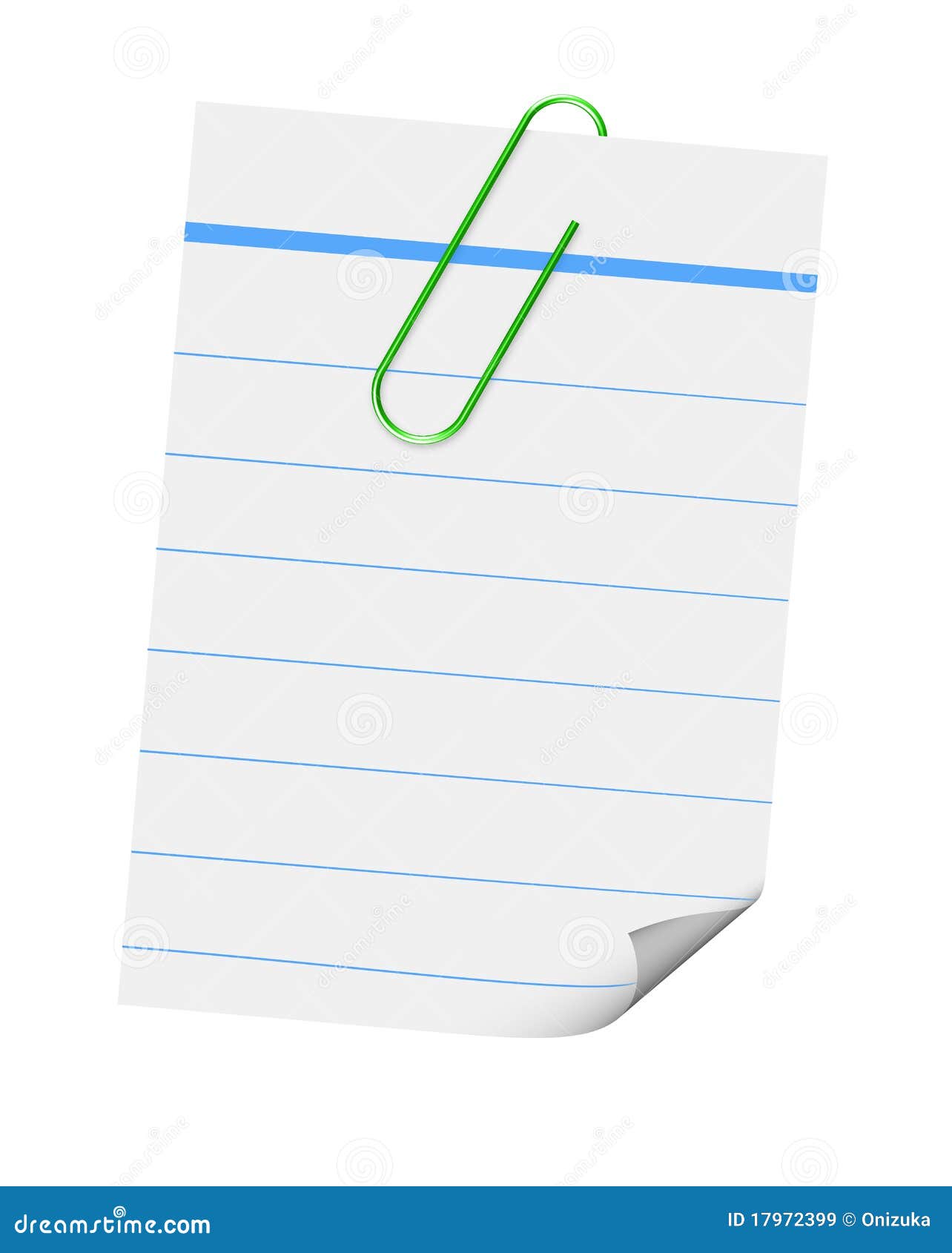 White Lined Paper with Clip Stock Illustration - Illustration of copy ...