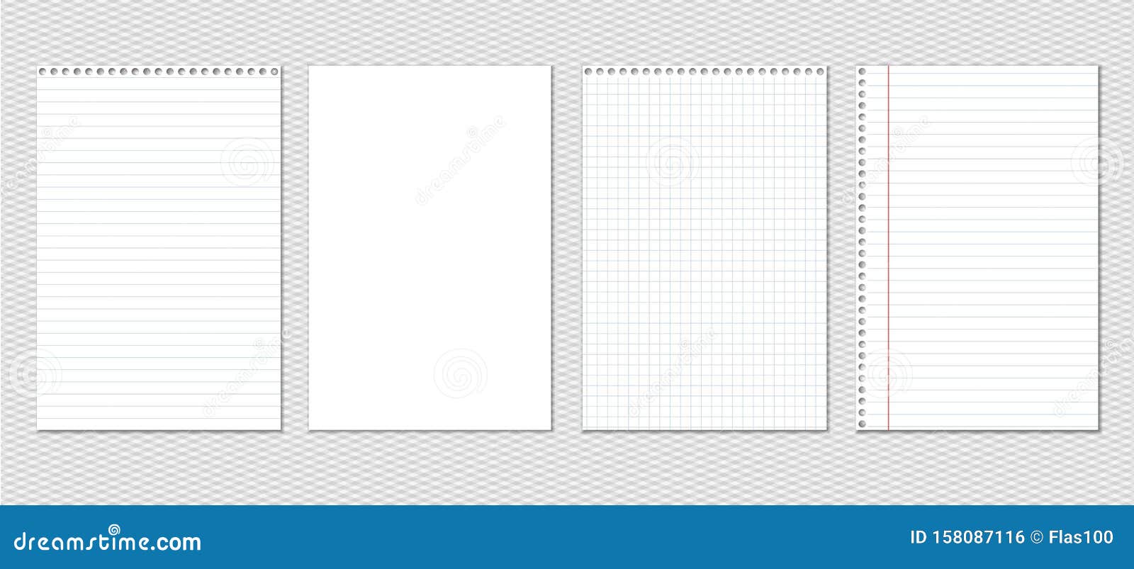 White Lined, Squared and Blank Notebook, Copybook Paper Sheets are on ...