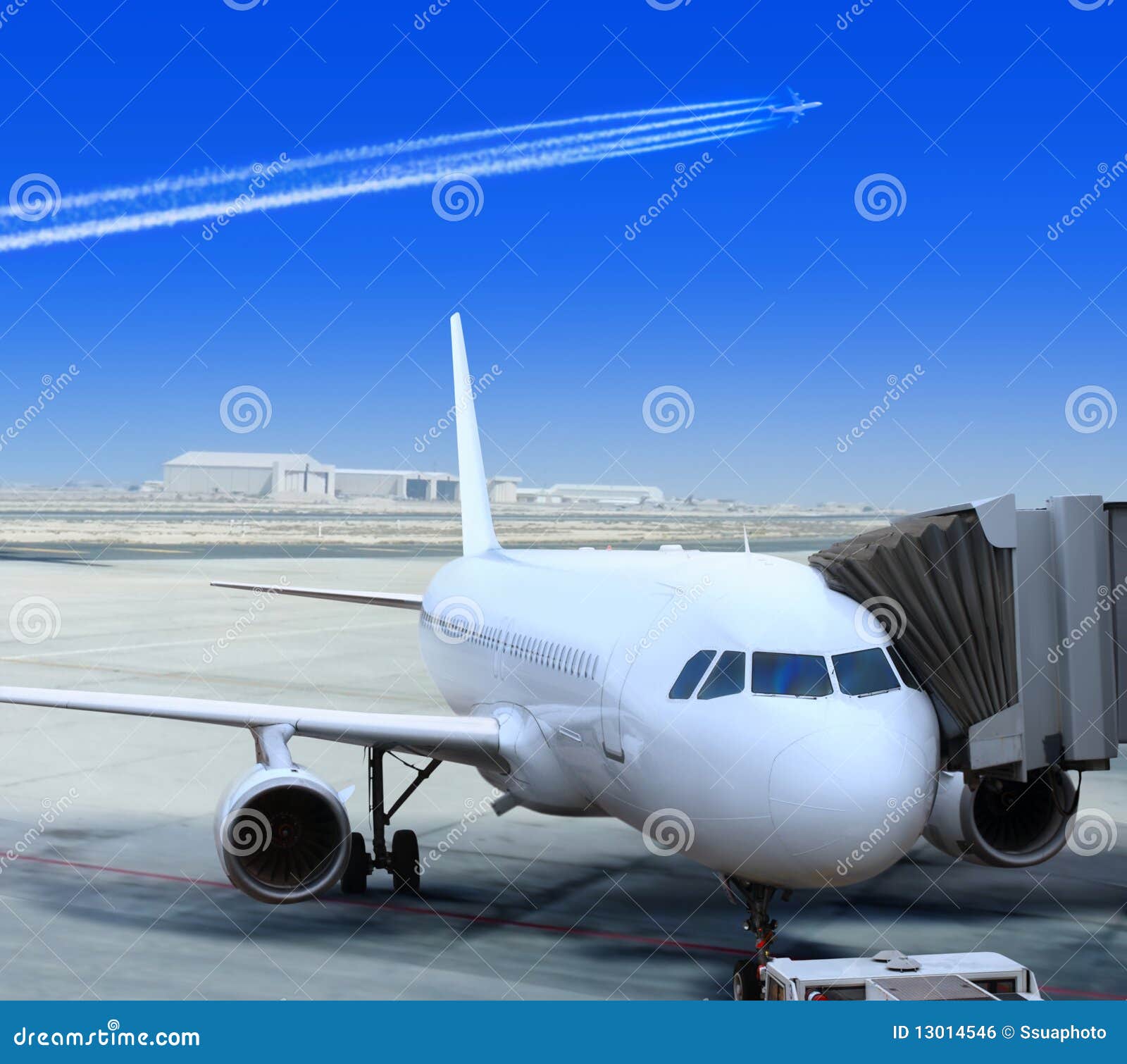 White liner at the airport stock photo. Image of plane - 13014546