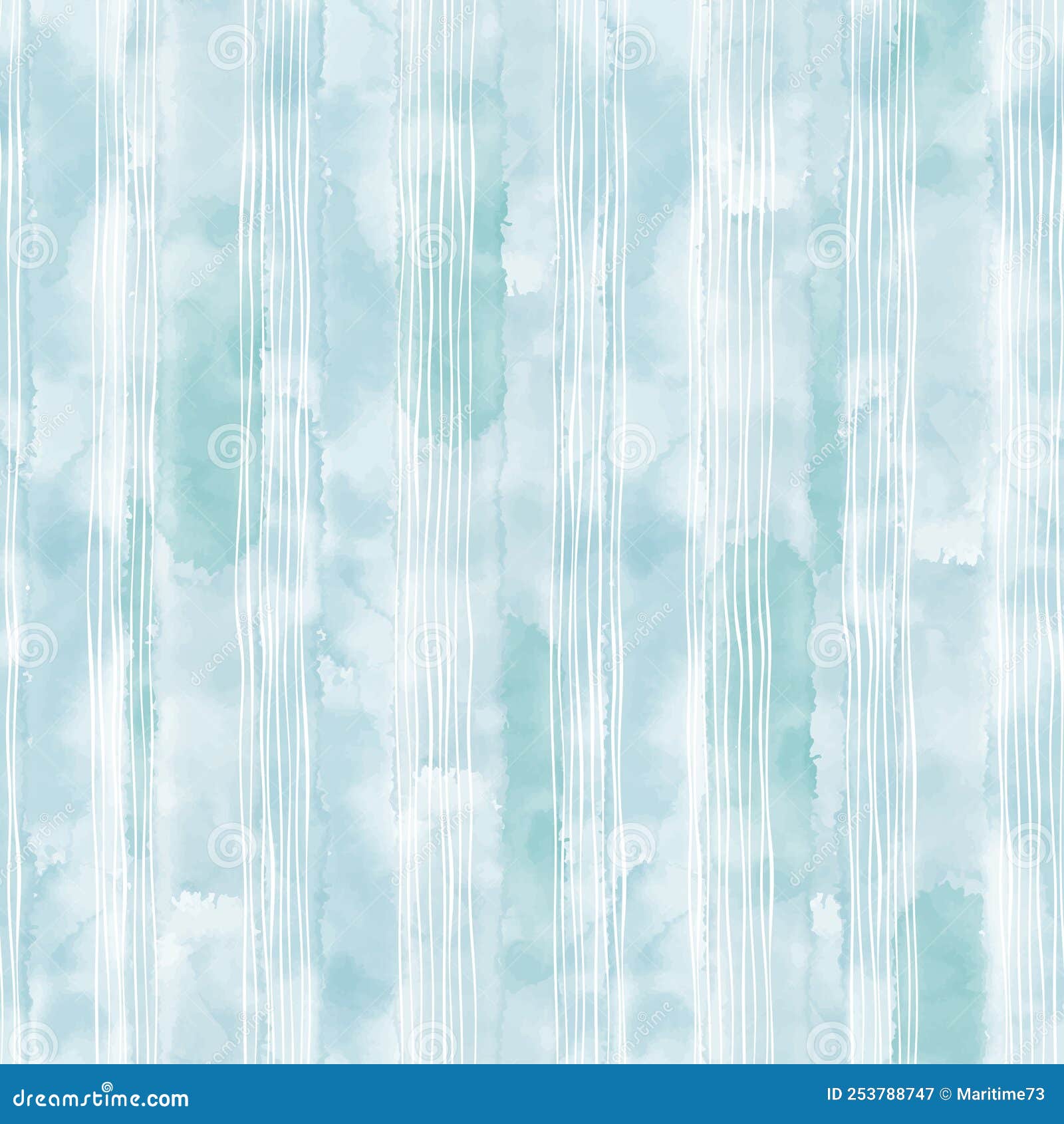 White Lines on a Blue Watercolor Background. Vector Hand-drawn Seamless ...