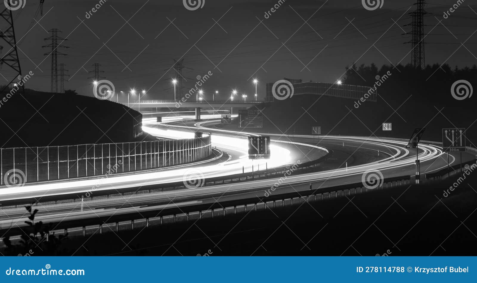 White Lines of Car Lights on Black Background Stock Photo - Image of ...
