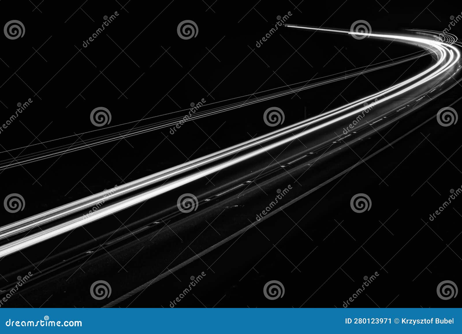 White Lines of Car Lights on Black Background Stock Image - Image of ...