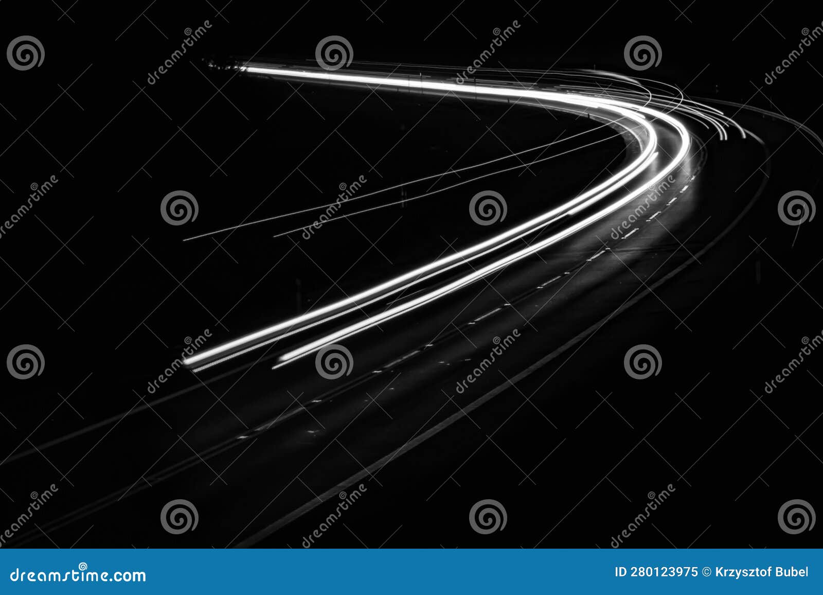 White Lines of Car Lights on Black Background Stock Image - Image of ...