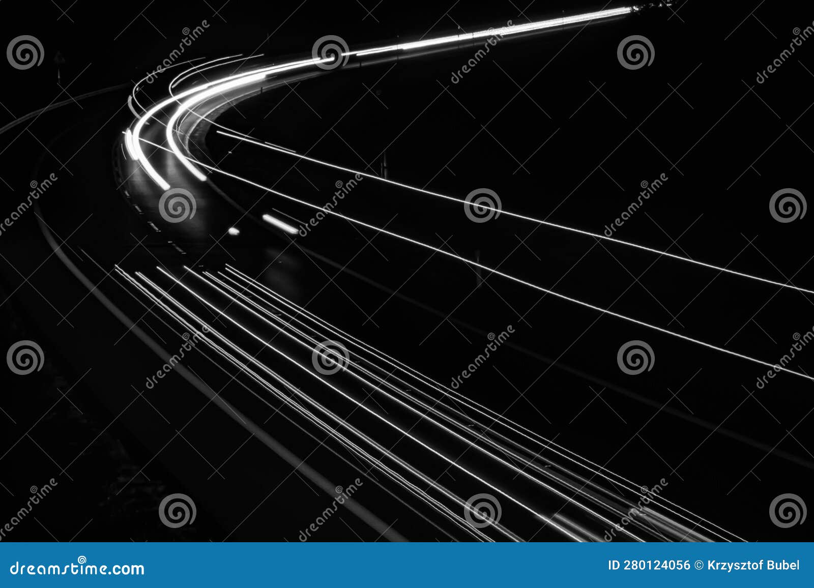 White Lines of Car Lights on Black Background Stock Photo - Image of ...