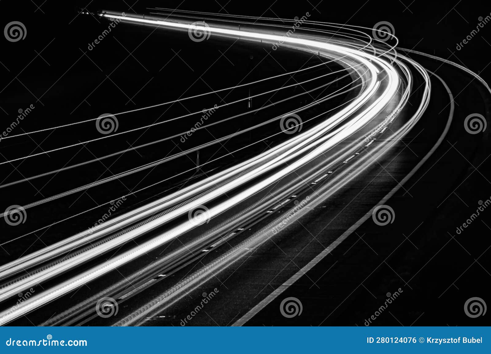 White Lines of Car Lights on Black Background Stock Photo - Image of ...