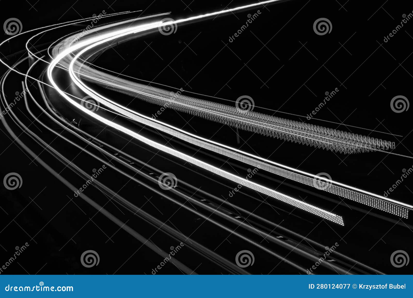 White Lines of Car Lights on Black Background Stock Image - Image of ...