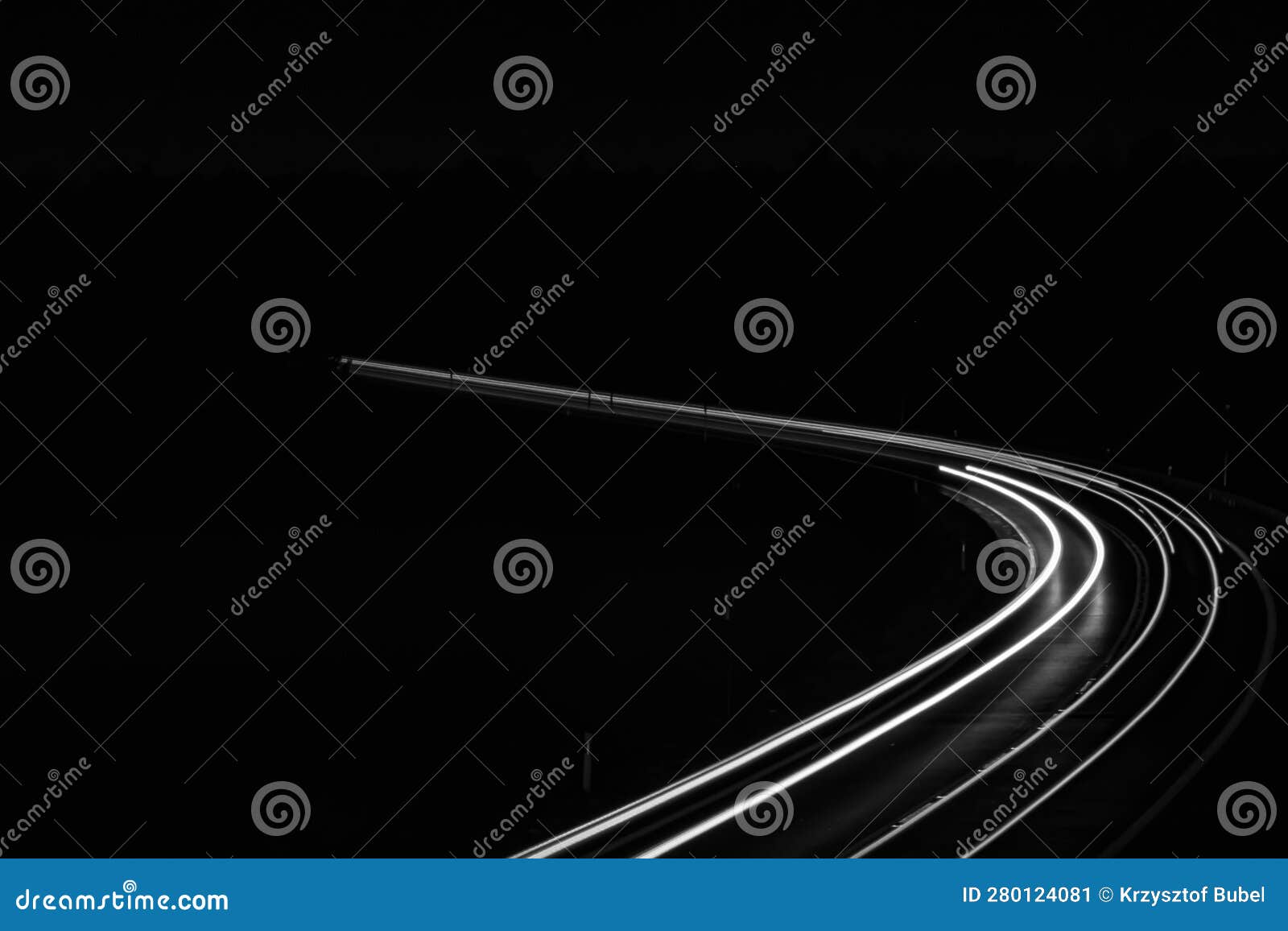 White Lines of Car Lights on Black Background Stock Image - Image of ...