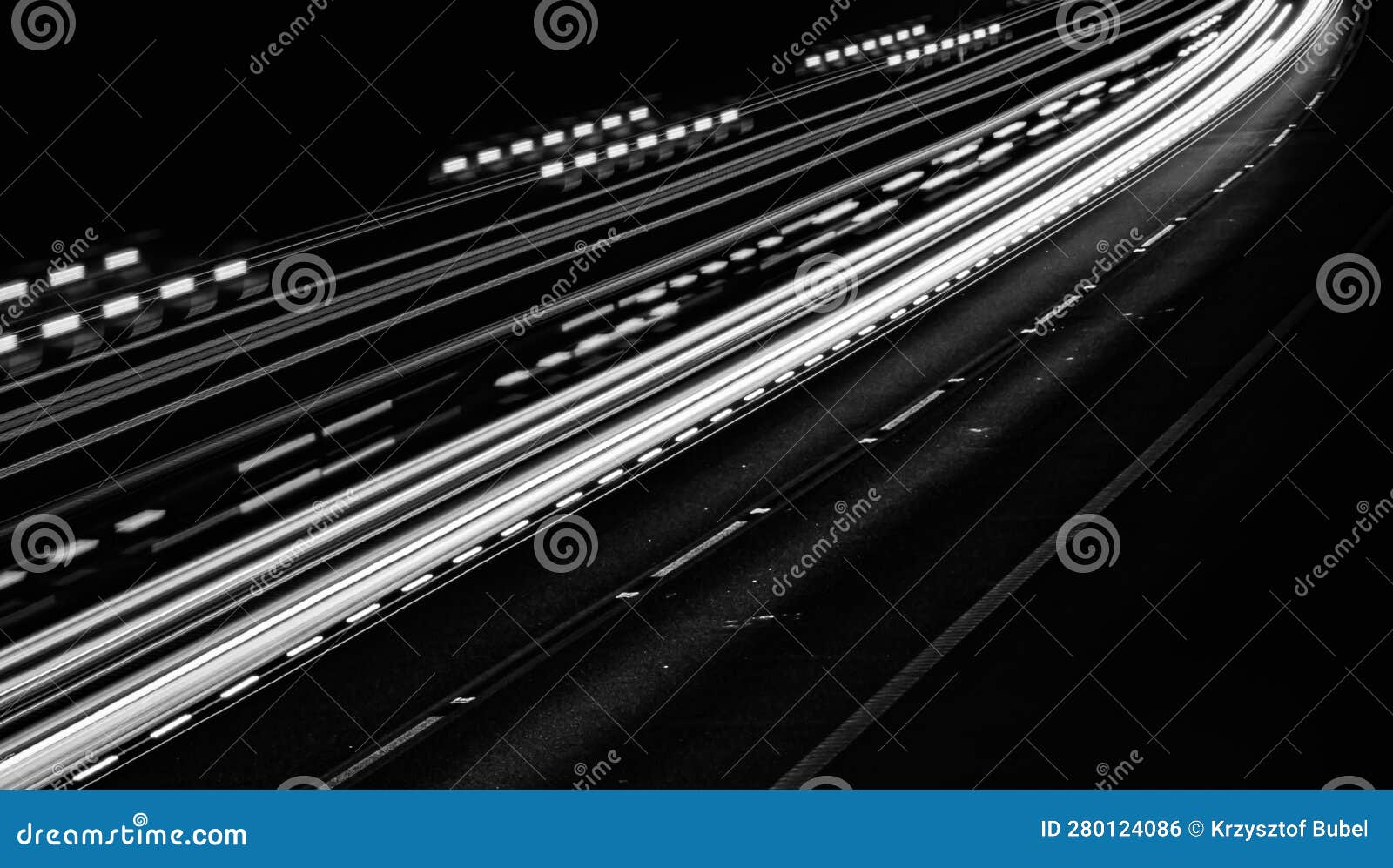 White Lines of Car Lights on Black Background Stock Photo - Image of ...
