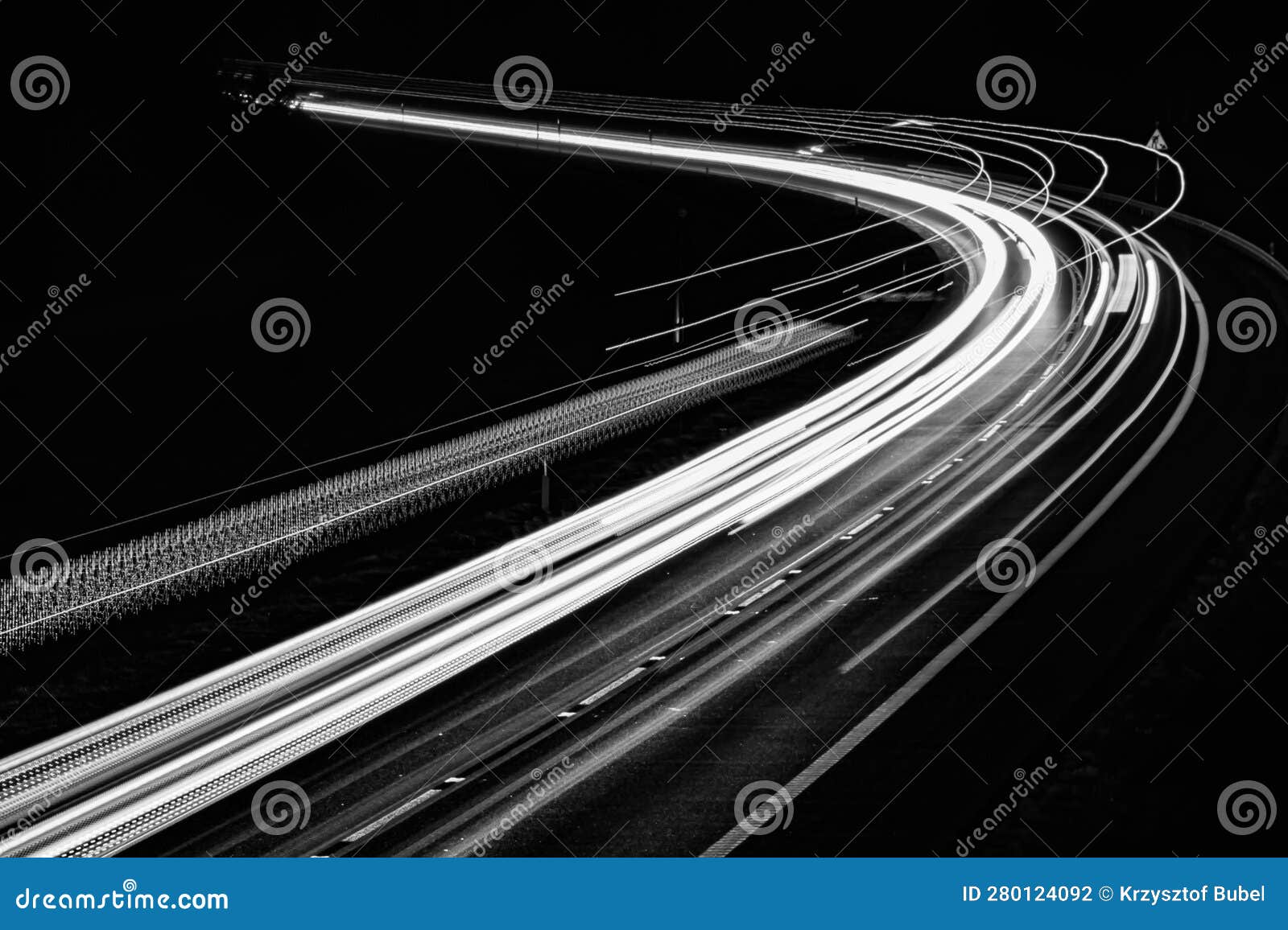 White Lines of Car Lights on Black Background Stock Photo - Image of ...