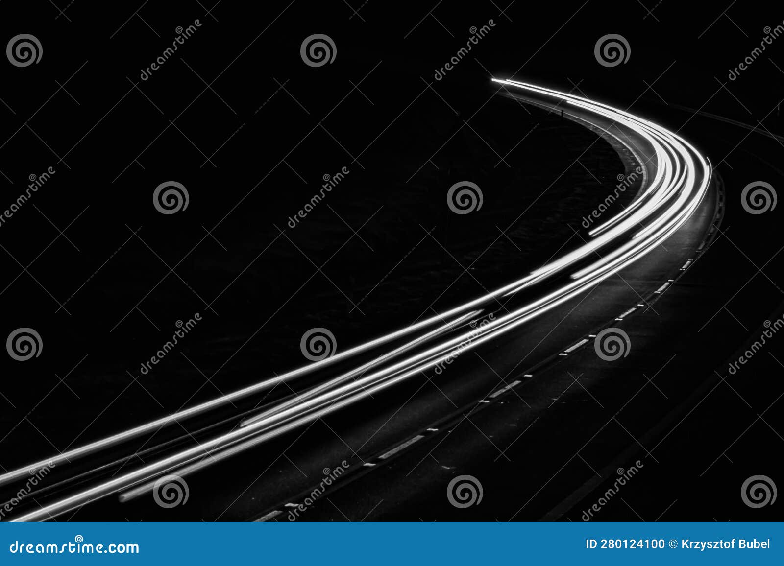 White Lines of Car Lights on Black Background Stock Photo - Image of ...