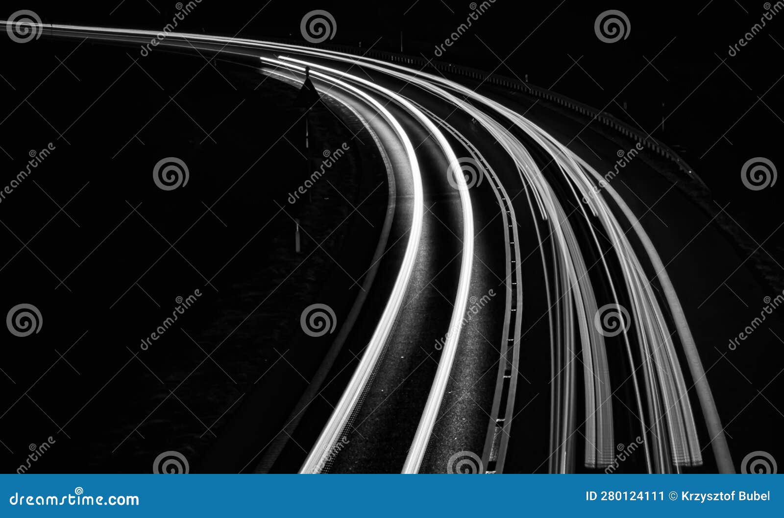 White Lines of Car Lights on Black Background Stock Image - Image of ...